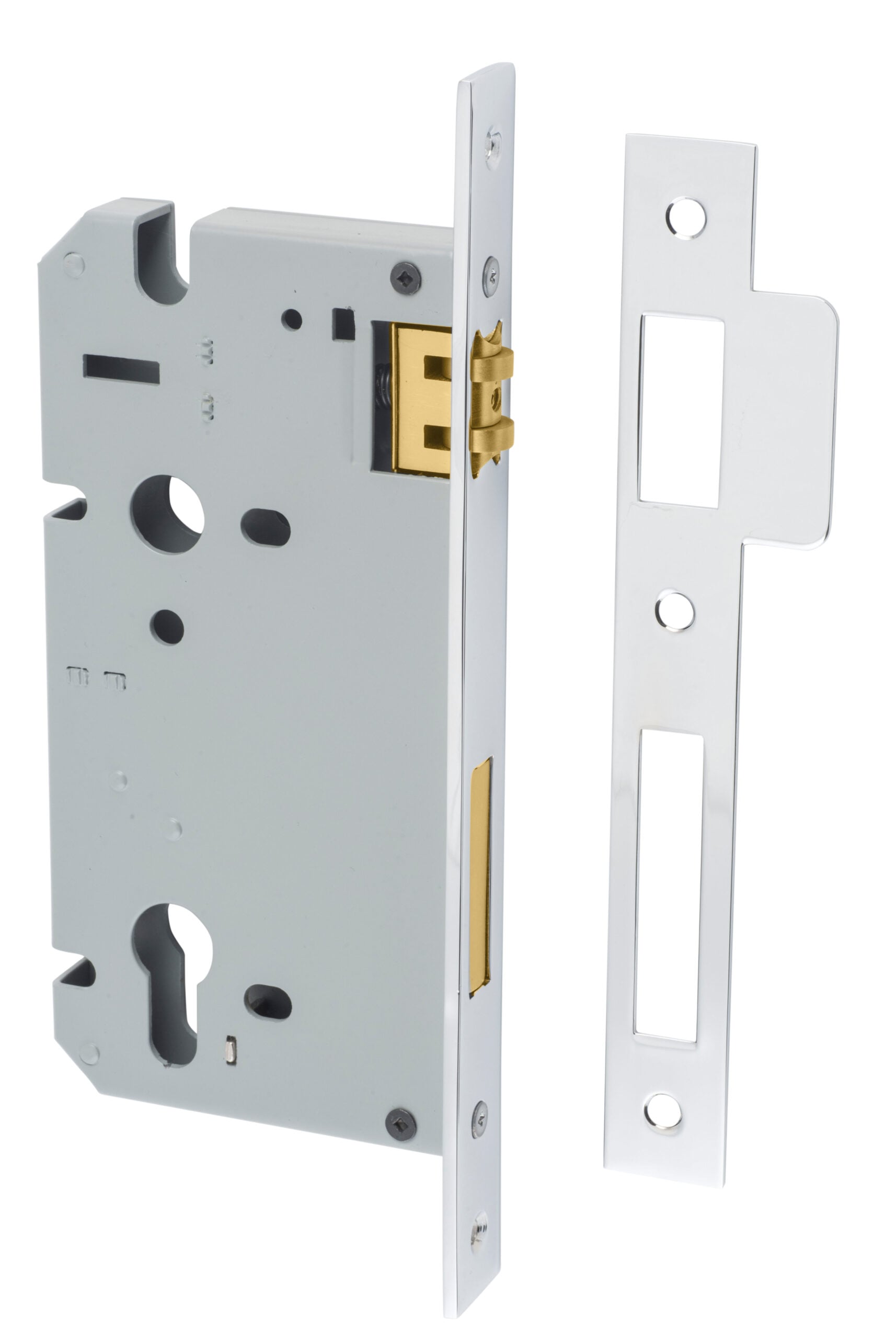 85mm Euro Roller Mortice Lock - 60mm Backset - Polished Chrome - Iver