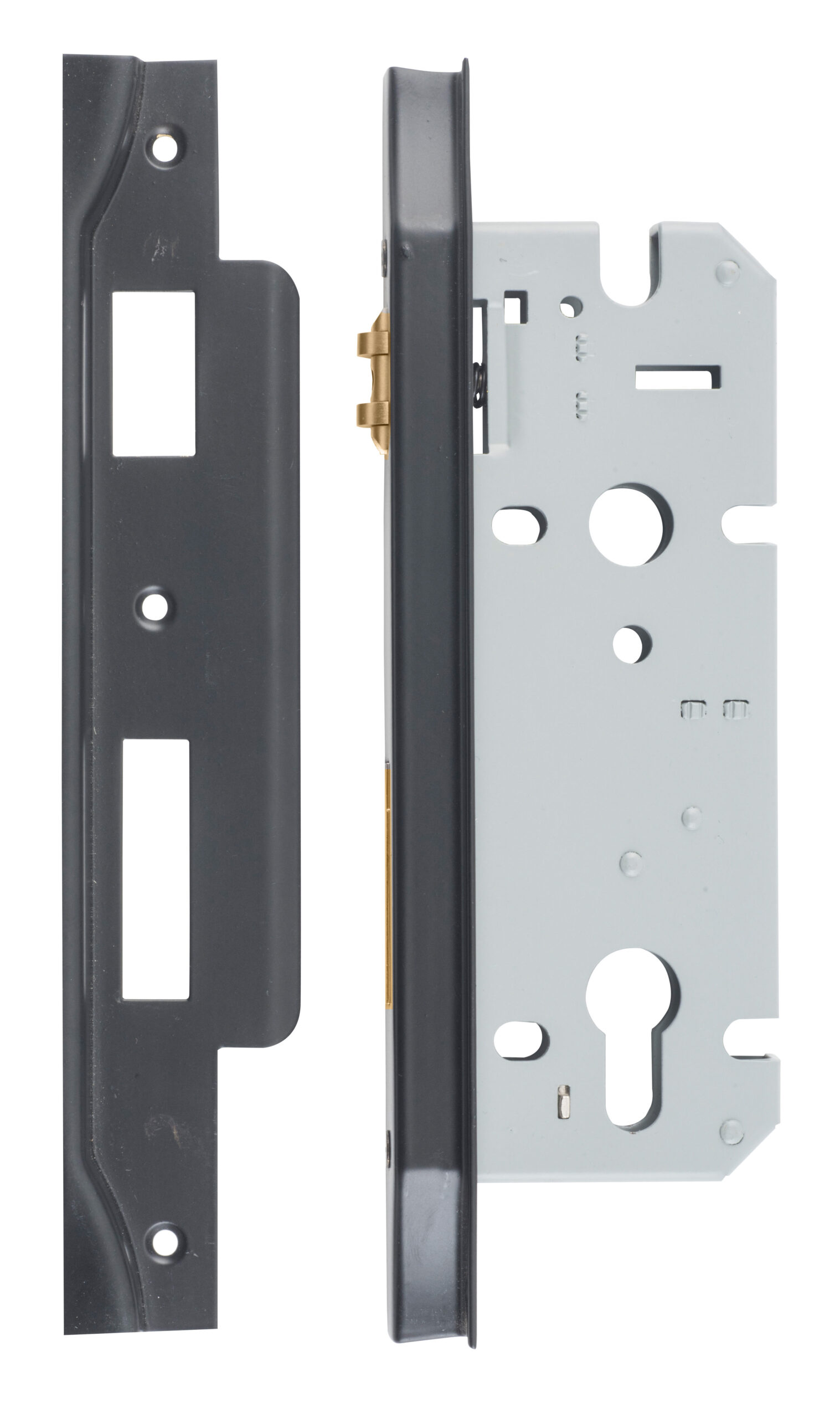 Rebated 85mm Euro Roller Mortice Locks - 45mm Backset - Matt Black - Iver