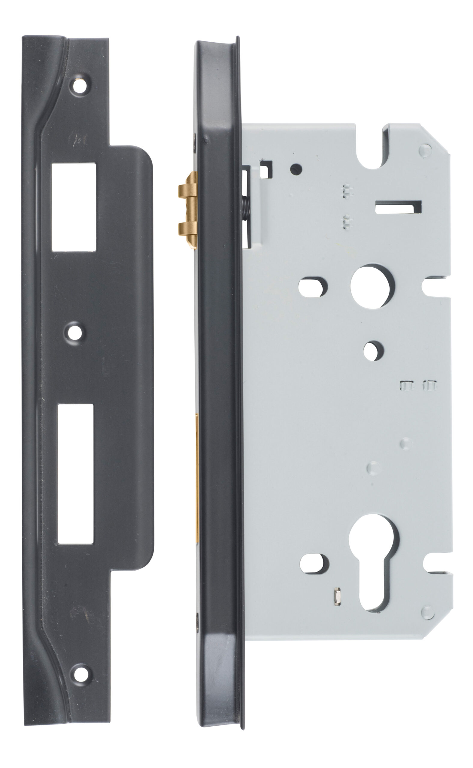 Rebated 85mm Euro Roller Mortice Locks - 60mm Backset - Matt Black - Iver