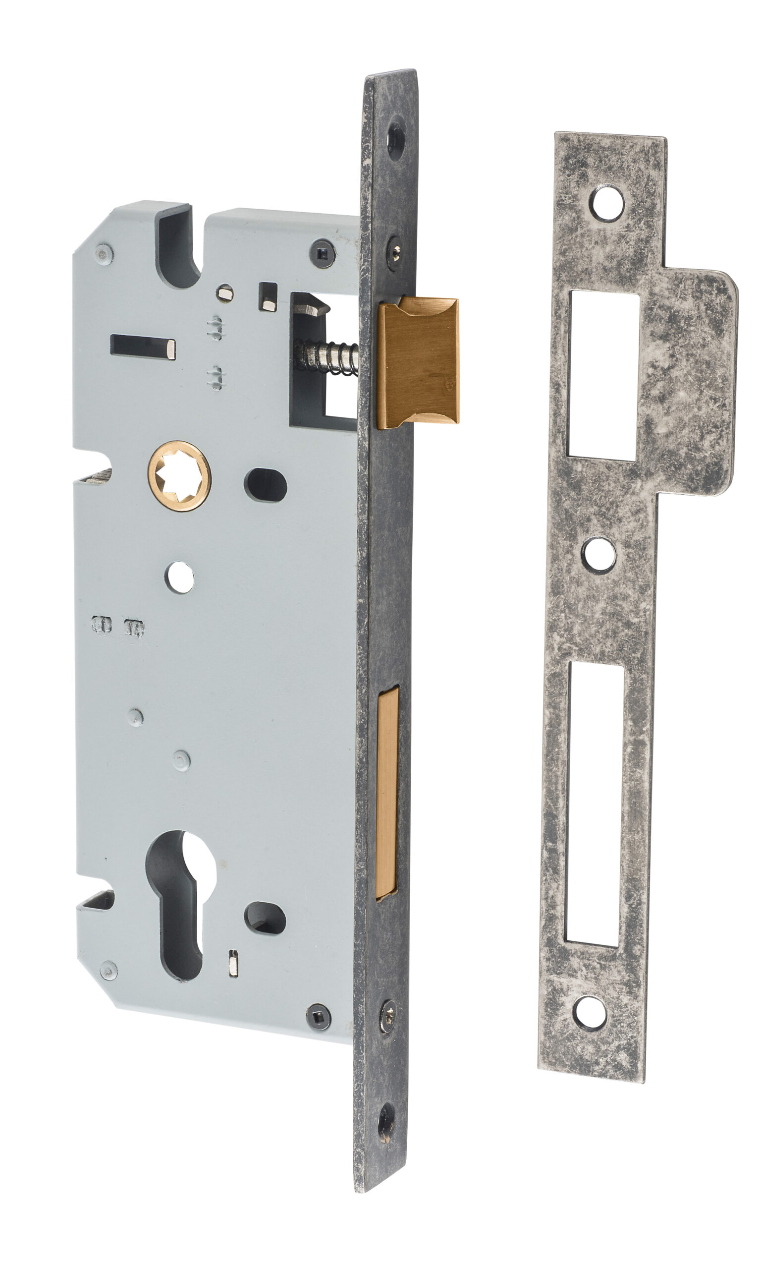 85mm Euro Mortice Locks - 45mm Backset - Distressed Nickel - Iver