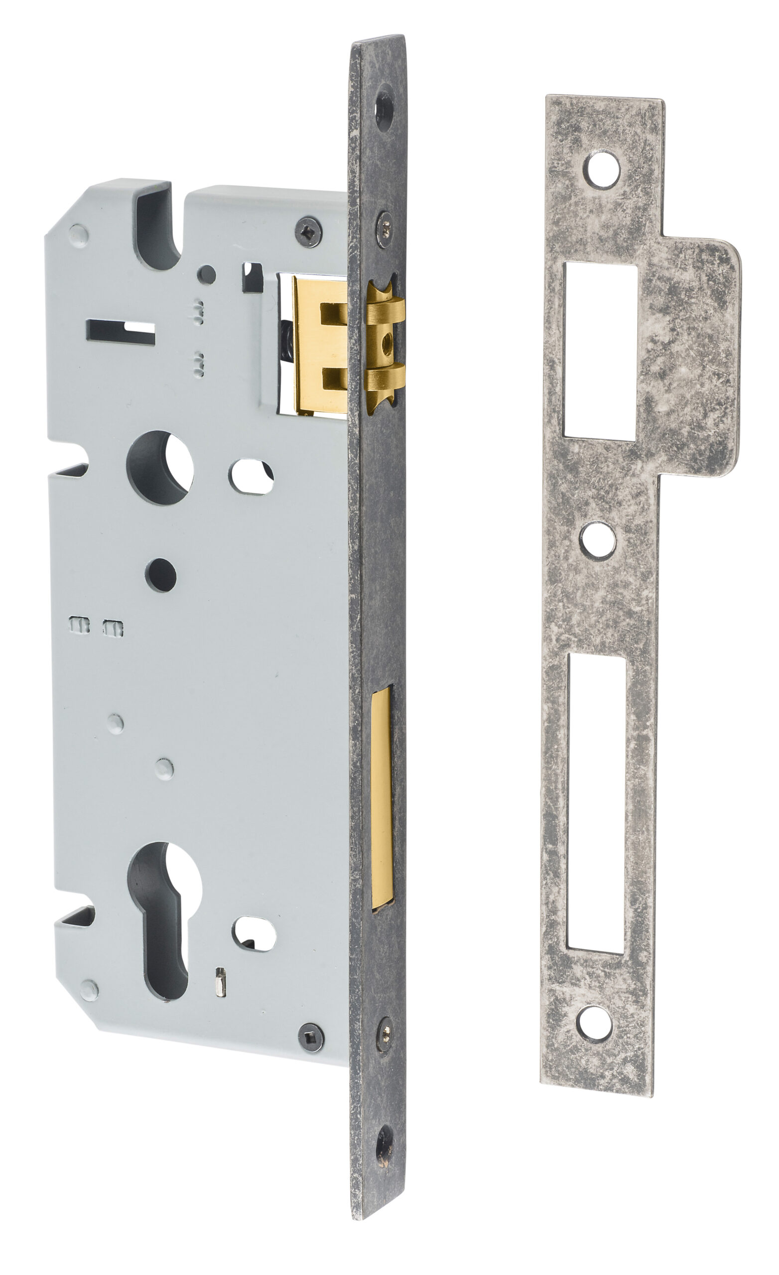 85mm Euro Mortice Locks - 60mm Backset - Distressed Nickel - Iver