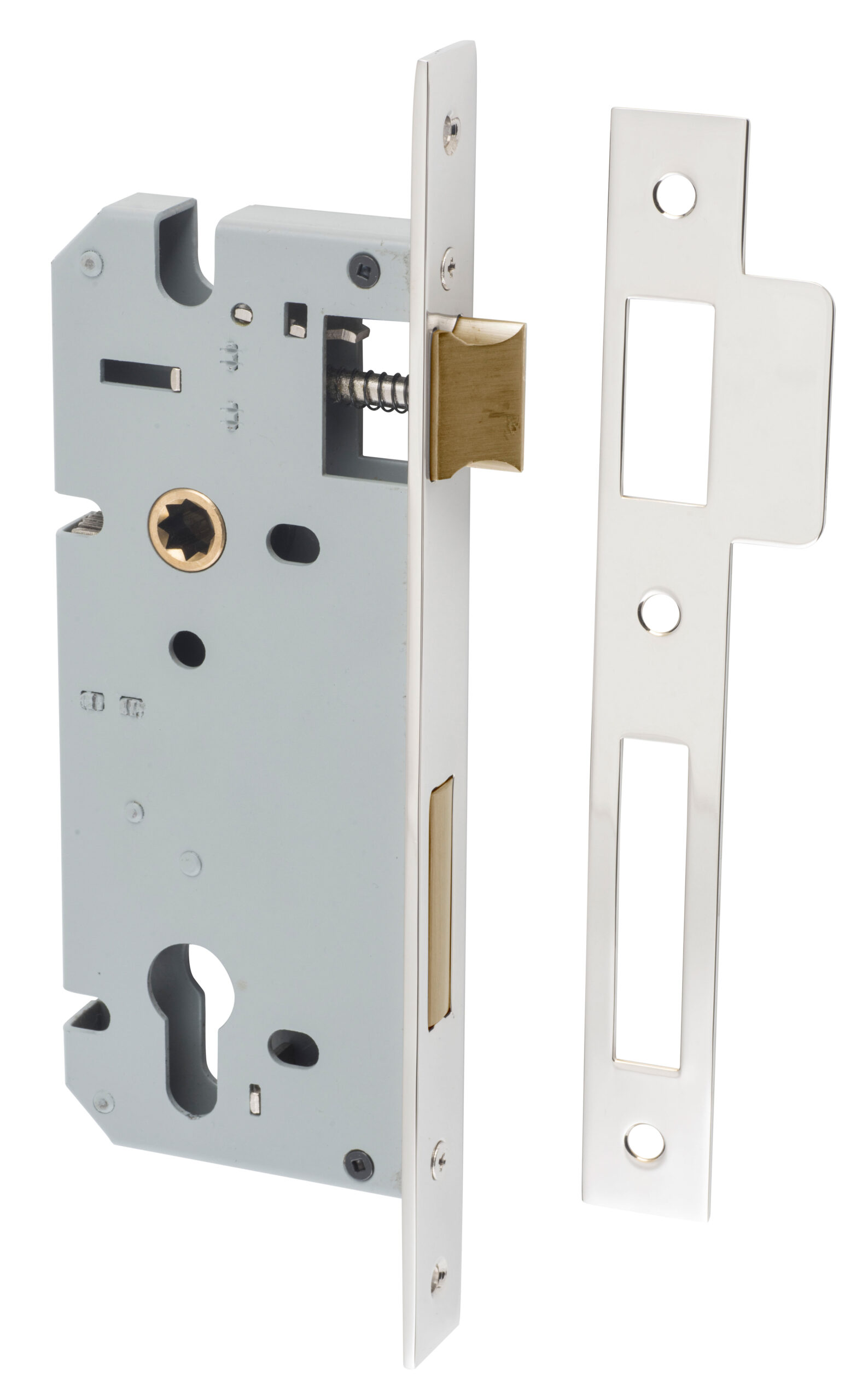 85mm Euro Mortice Locks - 45mm Backset - Polished Nickel - Iver