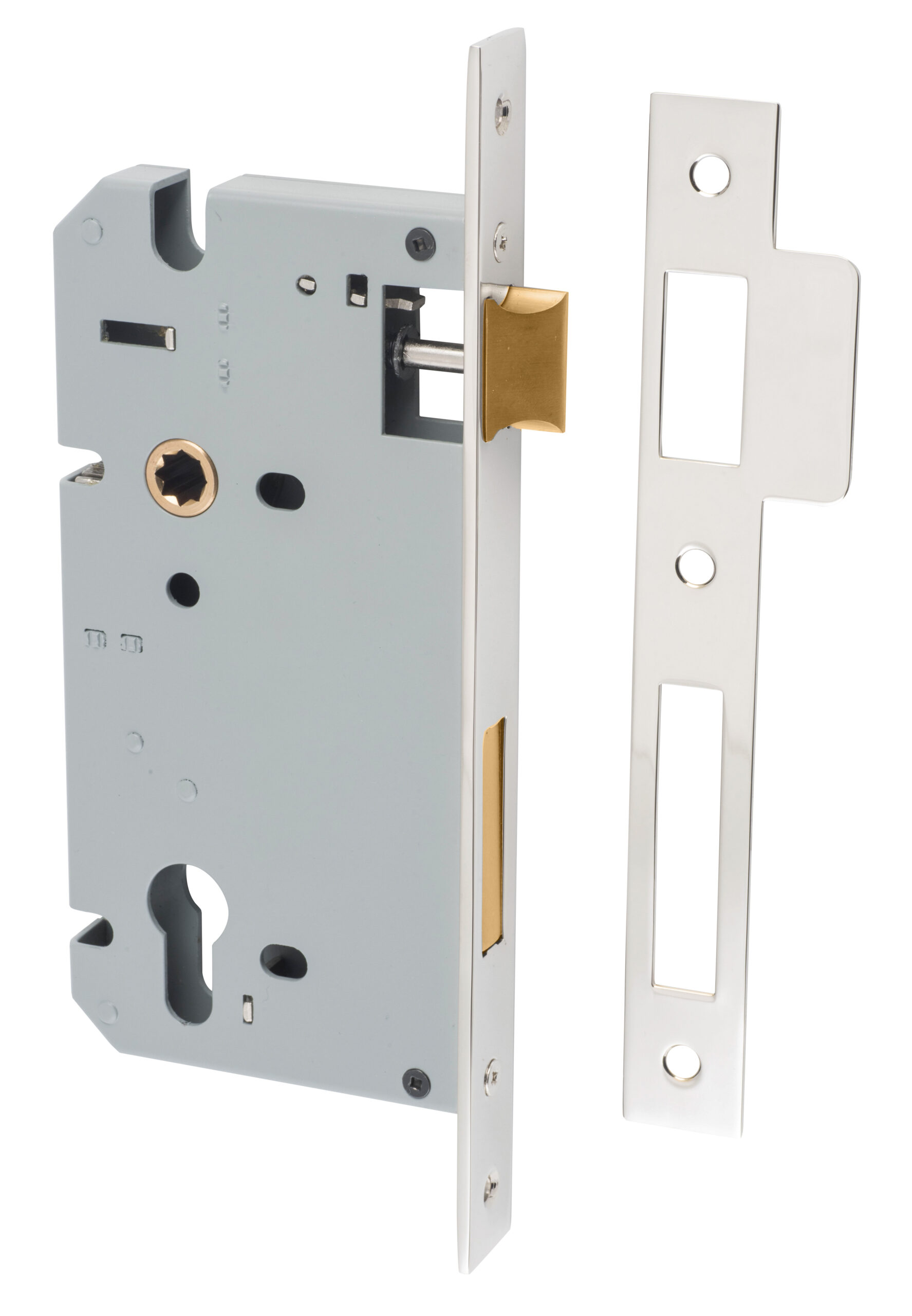 85mm Euro Mortice Locks - 60mm Backset - Polished Nickel - Iver