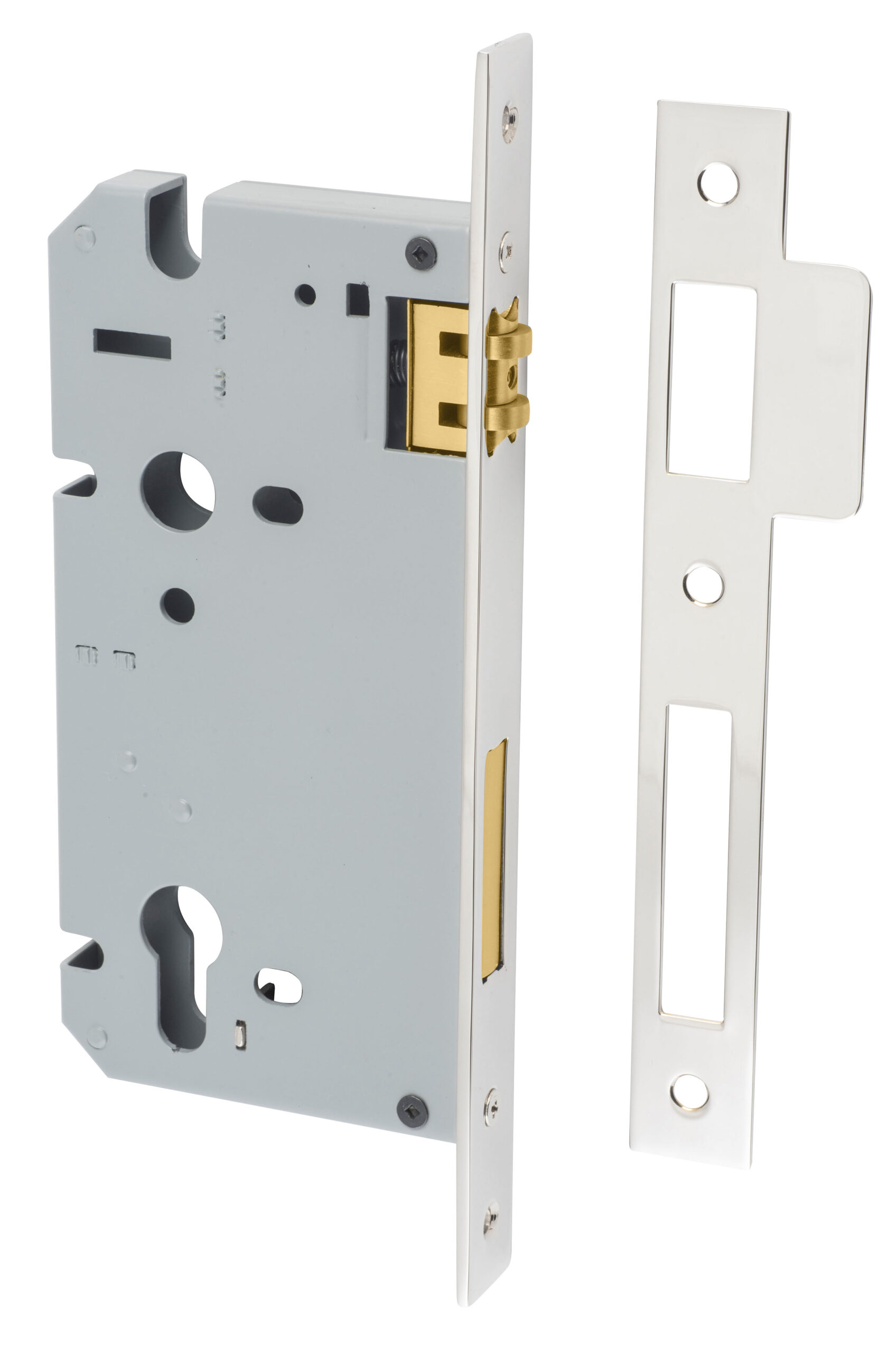 85mm Euro Roller Mortice Lock - 60mm Backset - Polished Nickel - Iver