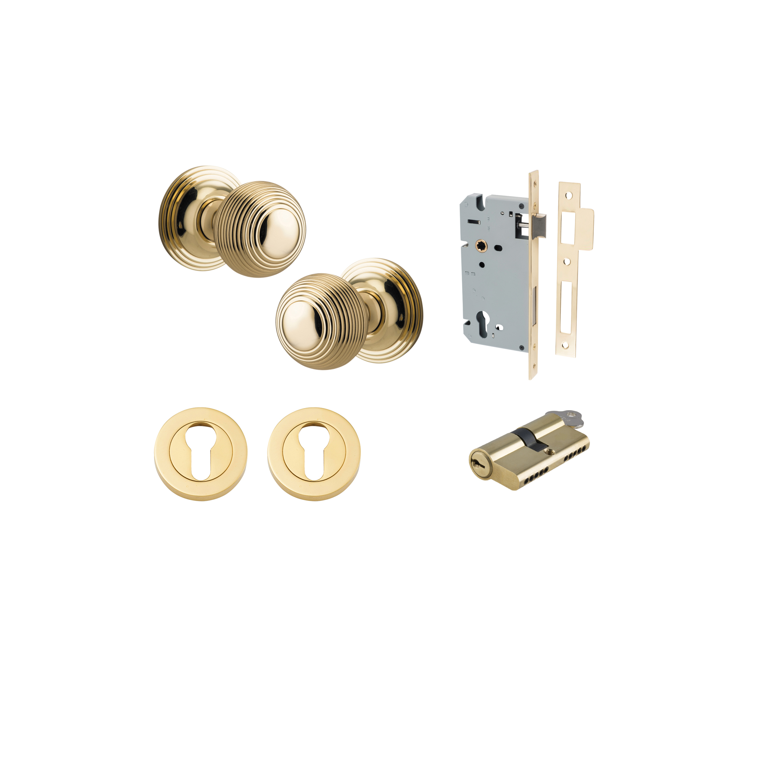 Guildford Knob - Round Rose Entrance Kit with Separate High Security ...