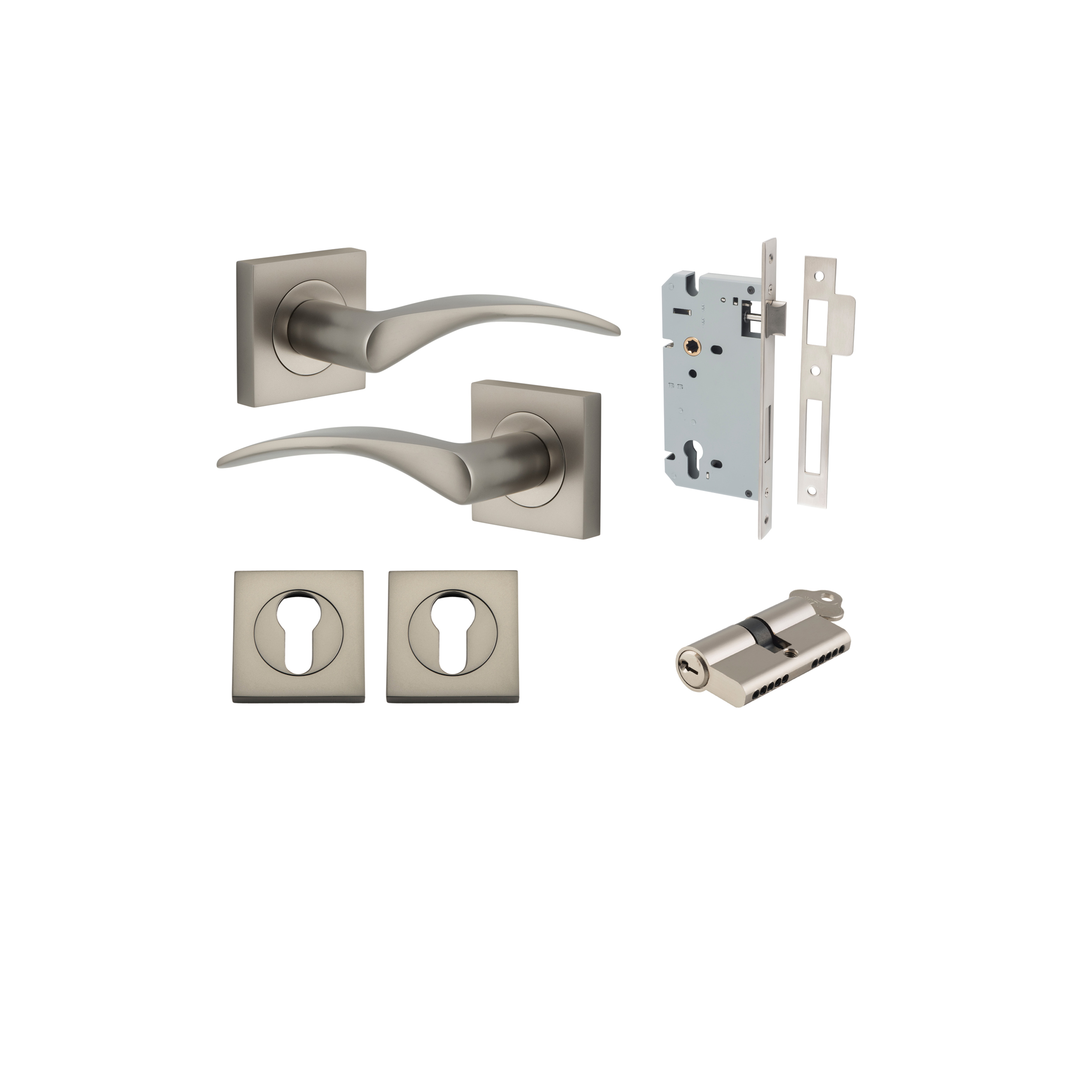 Oxford Lever - Square Rose Entrance Kit with Separate High Security ...