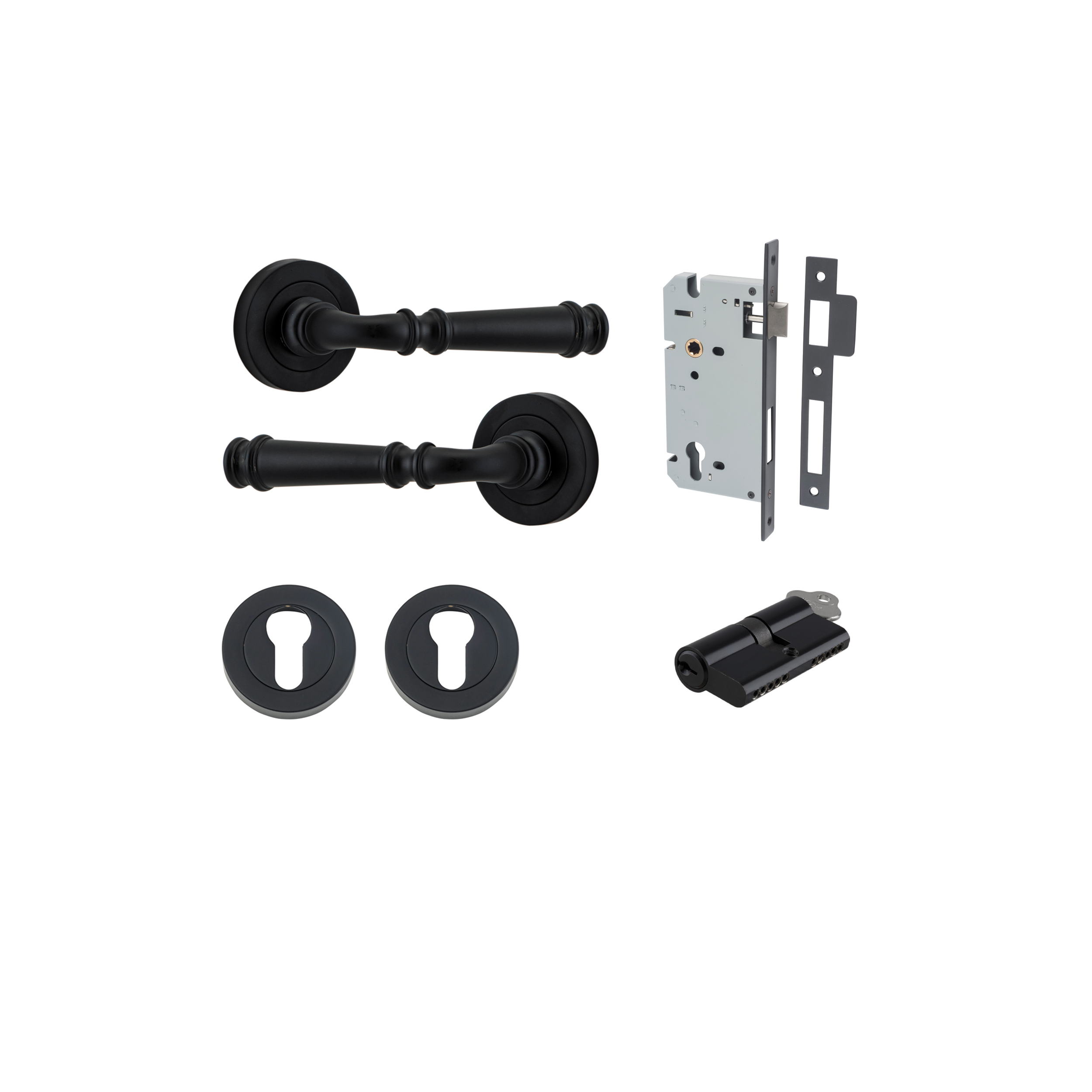 Verona Lever - Round Rose Entrance Kit with Separate High Security Lock ...