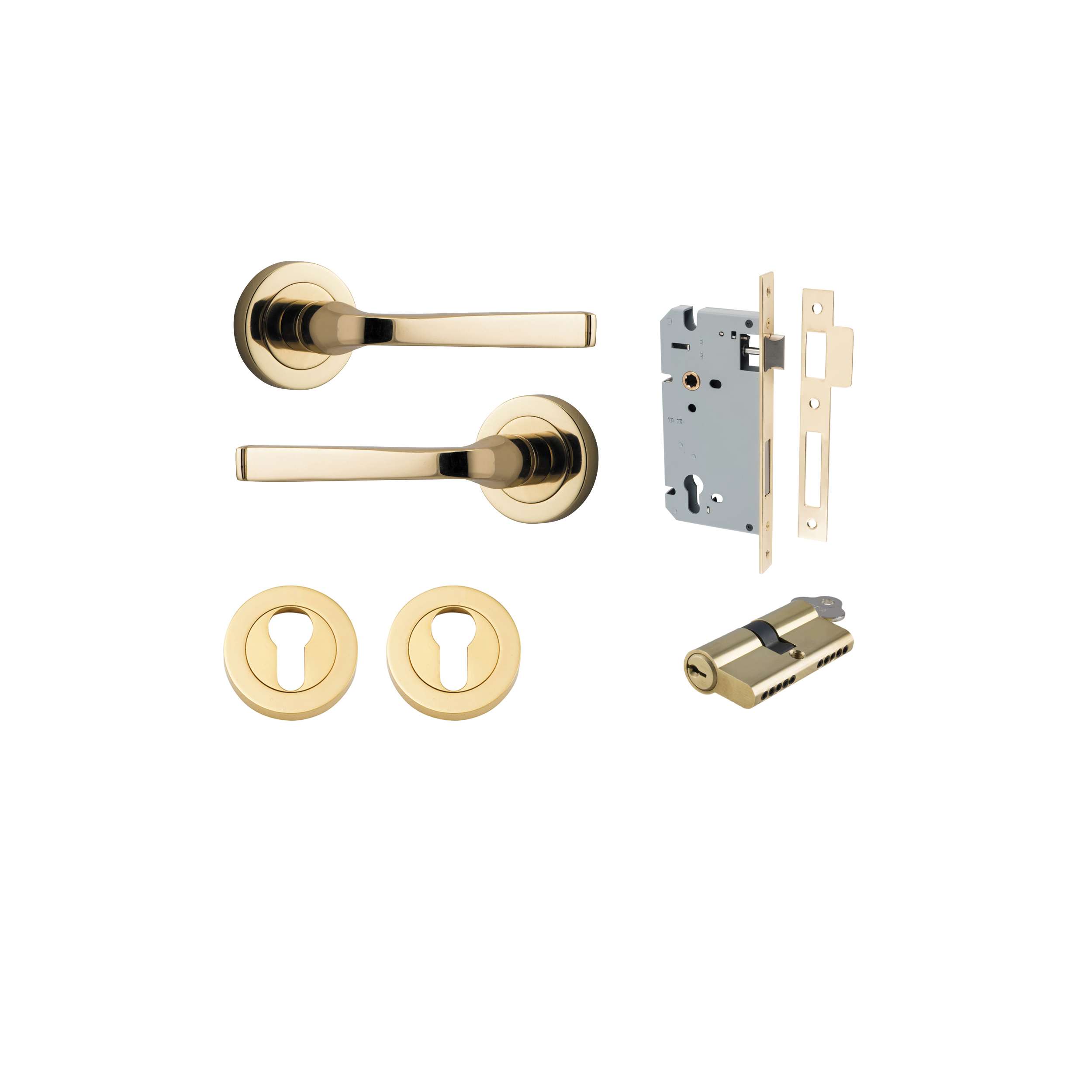 Annecy Lever - Round Rose Entrance Kit with Separate High Security Lock ...