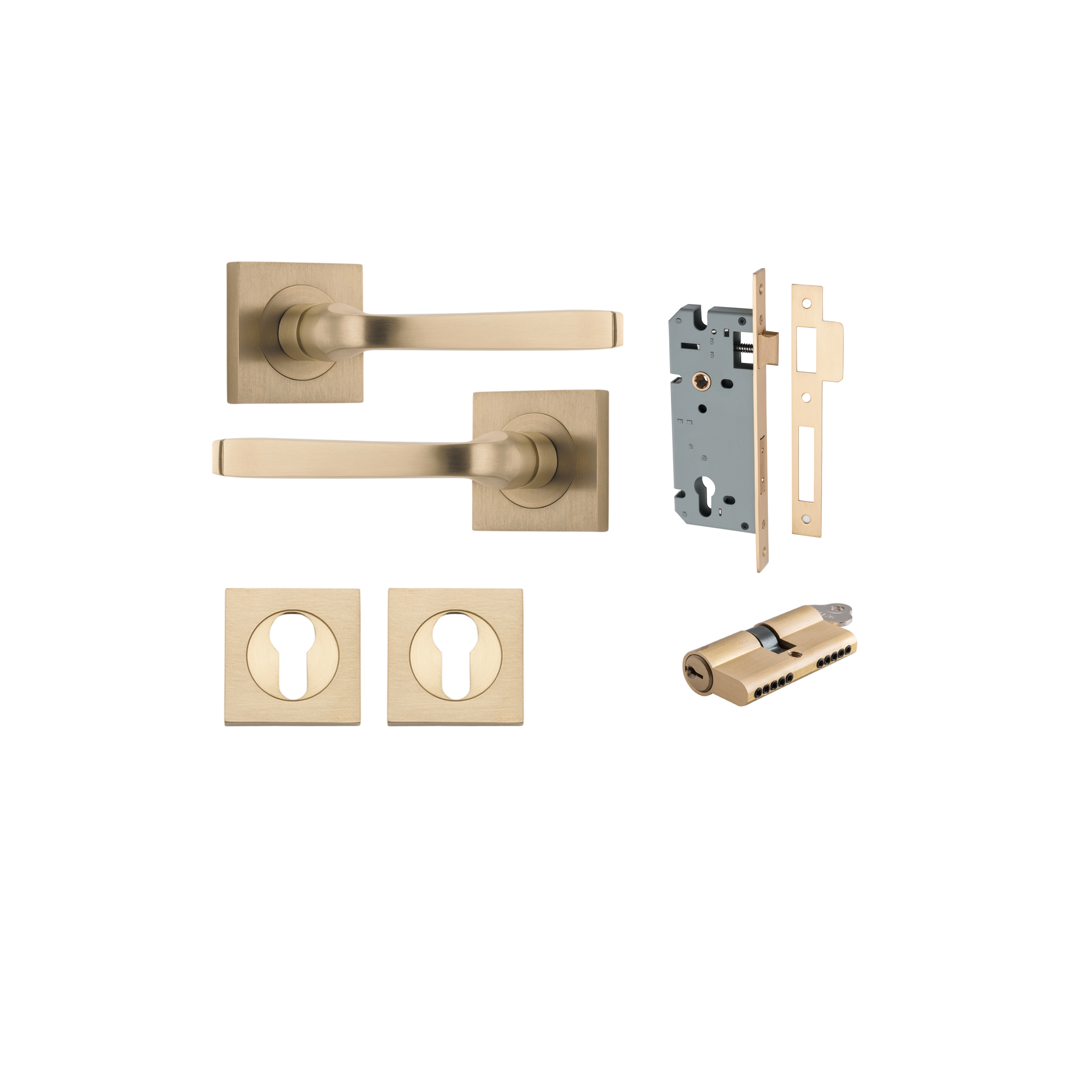 Annecy Lever - Square Rose Entrance Kit with Separate High Security ...