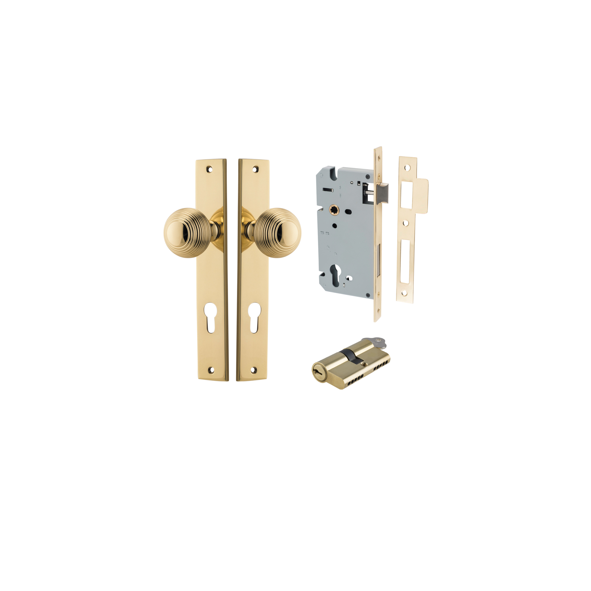 Guildford Knob - Rectangular Backplate Entrance Kit with High Security ...