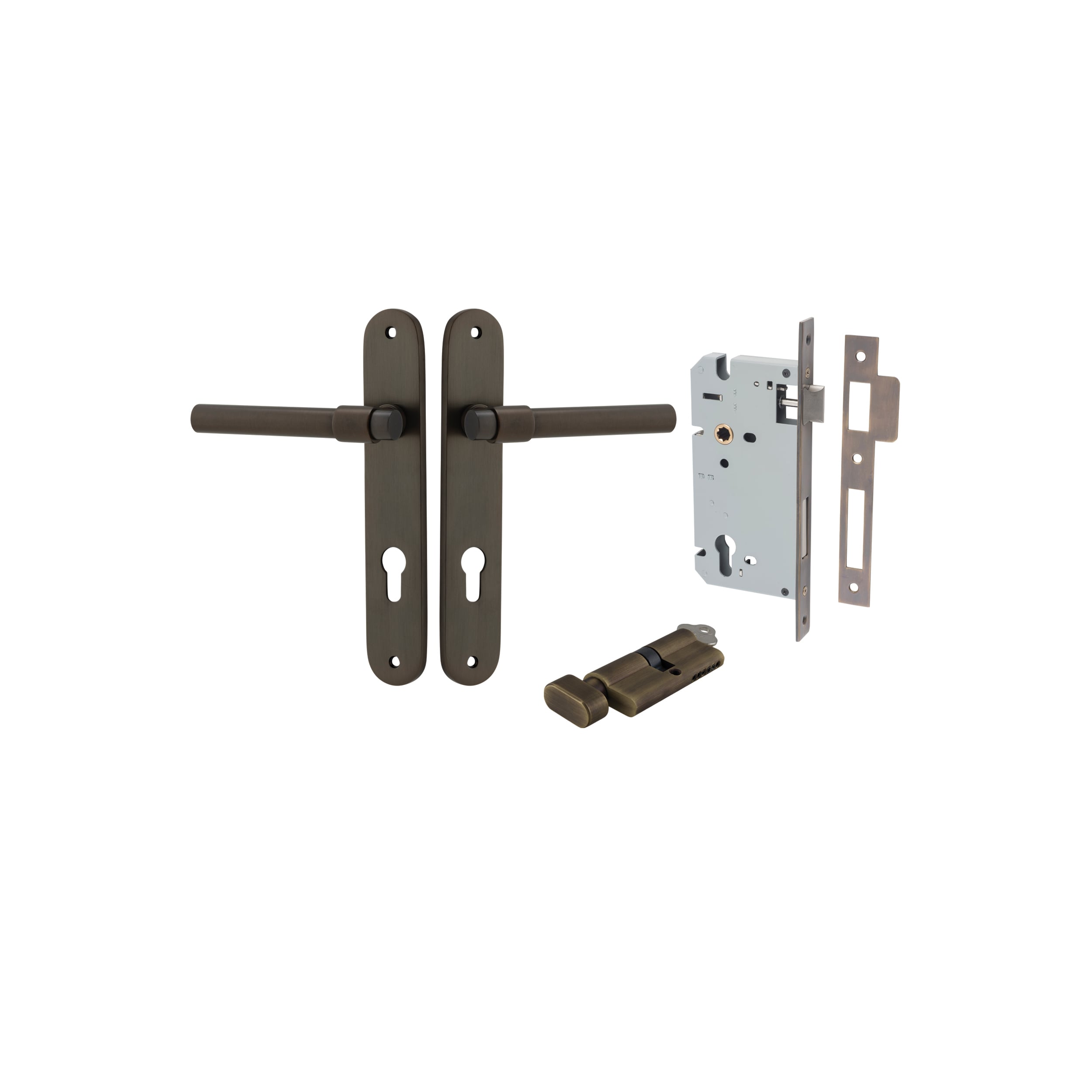 Helsinki Lever - Oval Backplate Entrance Kit with High Security Lock ...