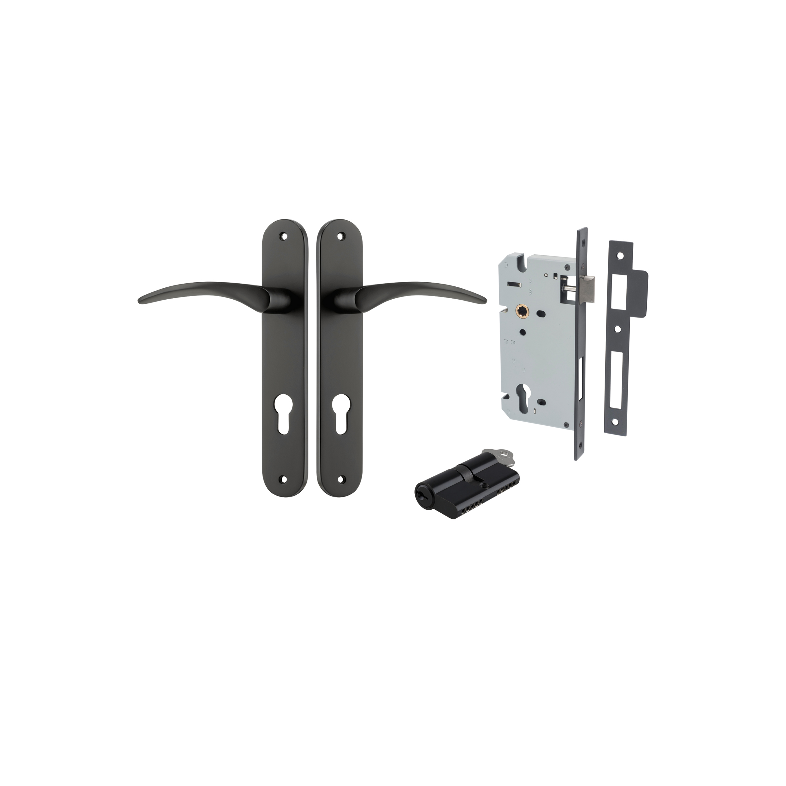 Oxford Lever - Oval Backplate Entrance Kit with High Security Lock (Key ...