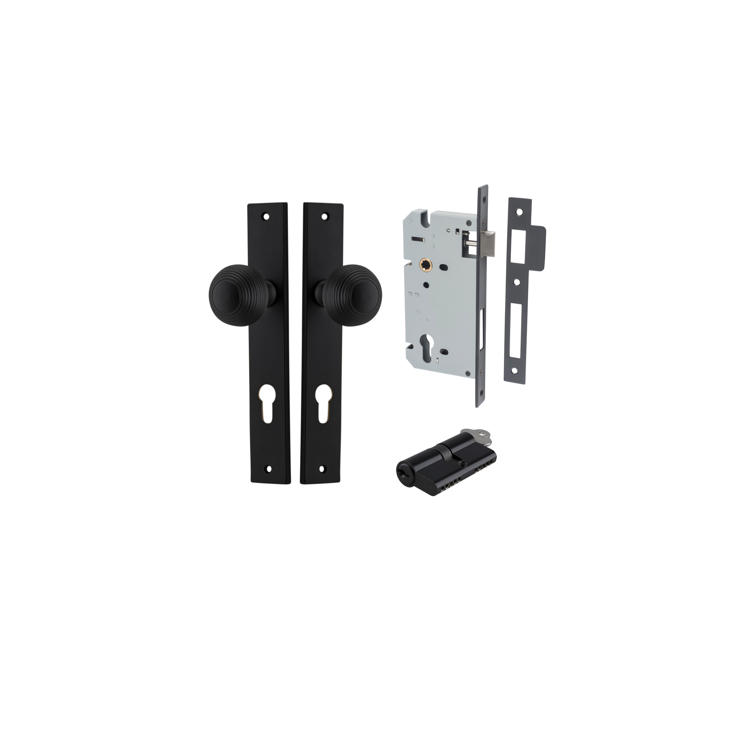 Guildford Knob - Rectangular Backplate Entrance Kit with High Security ...