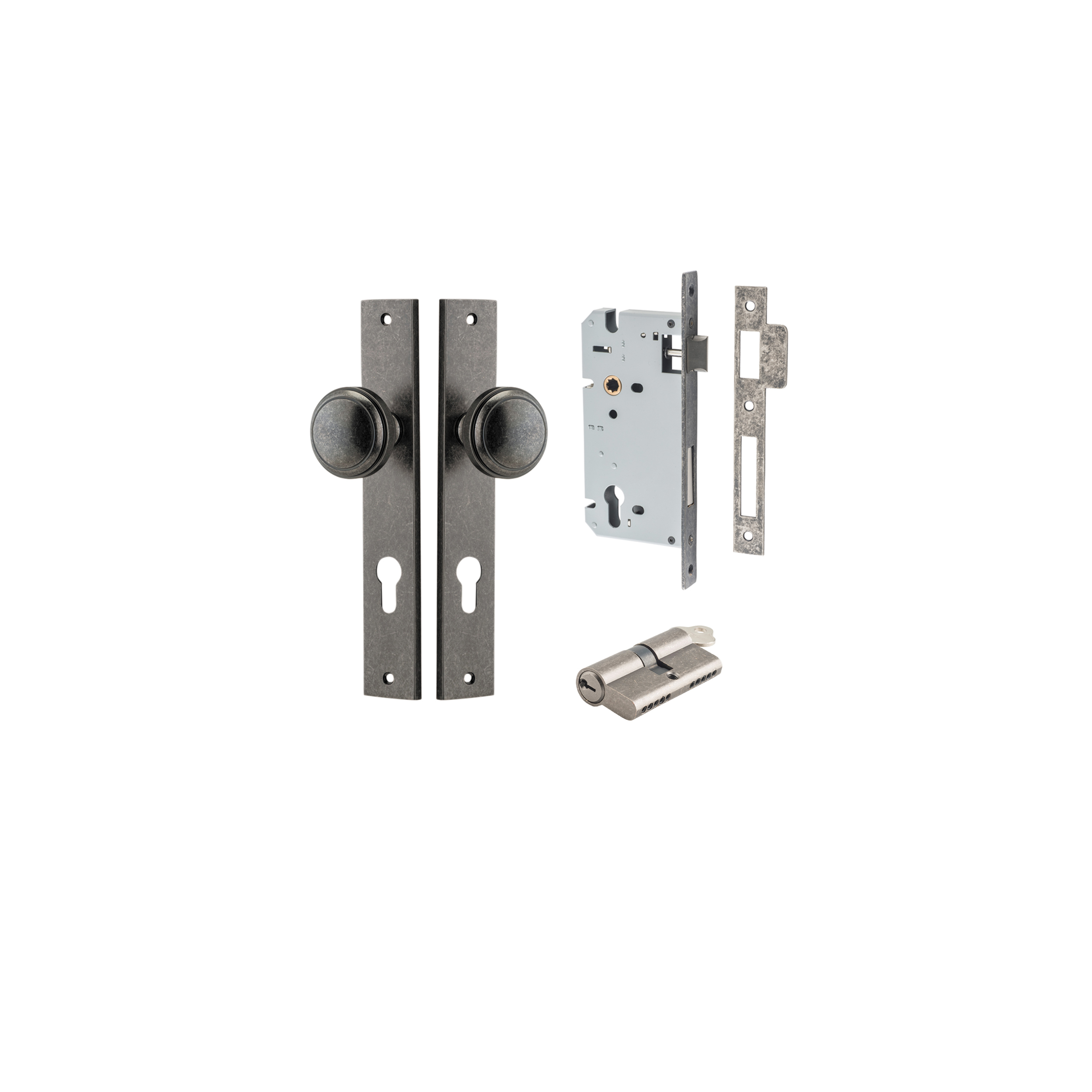 Paddington Knob - Rectangular Backplate Entrance Kit with High Security ...