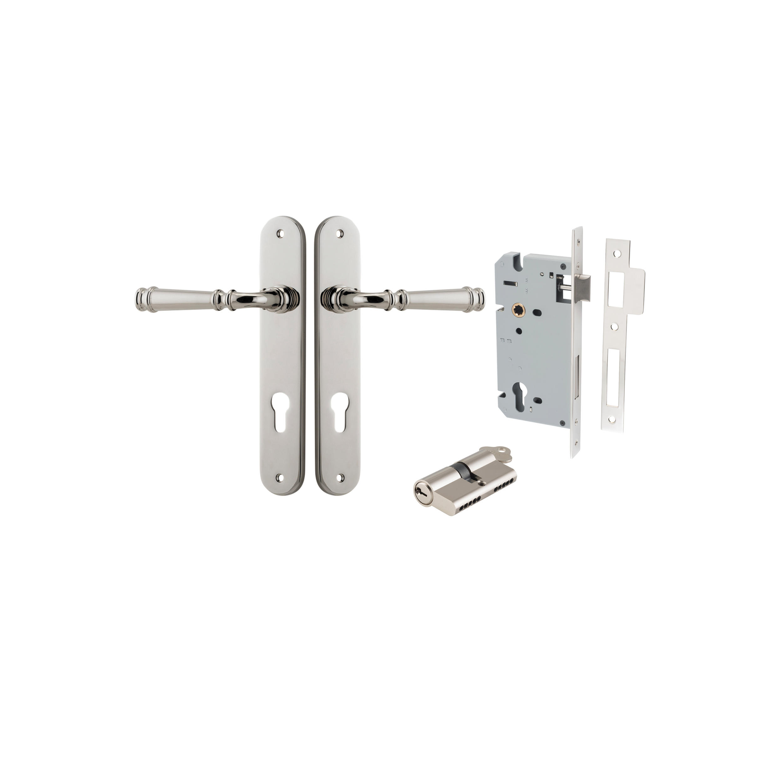 Verona Lever - Oval Backplate Entrance Kit with High Security Lock (Key ...