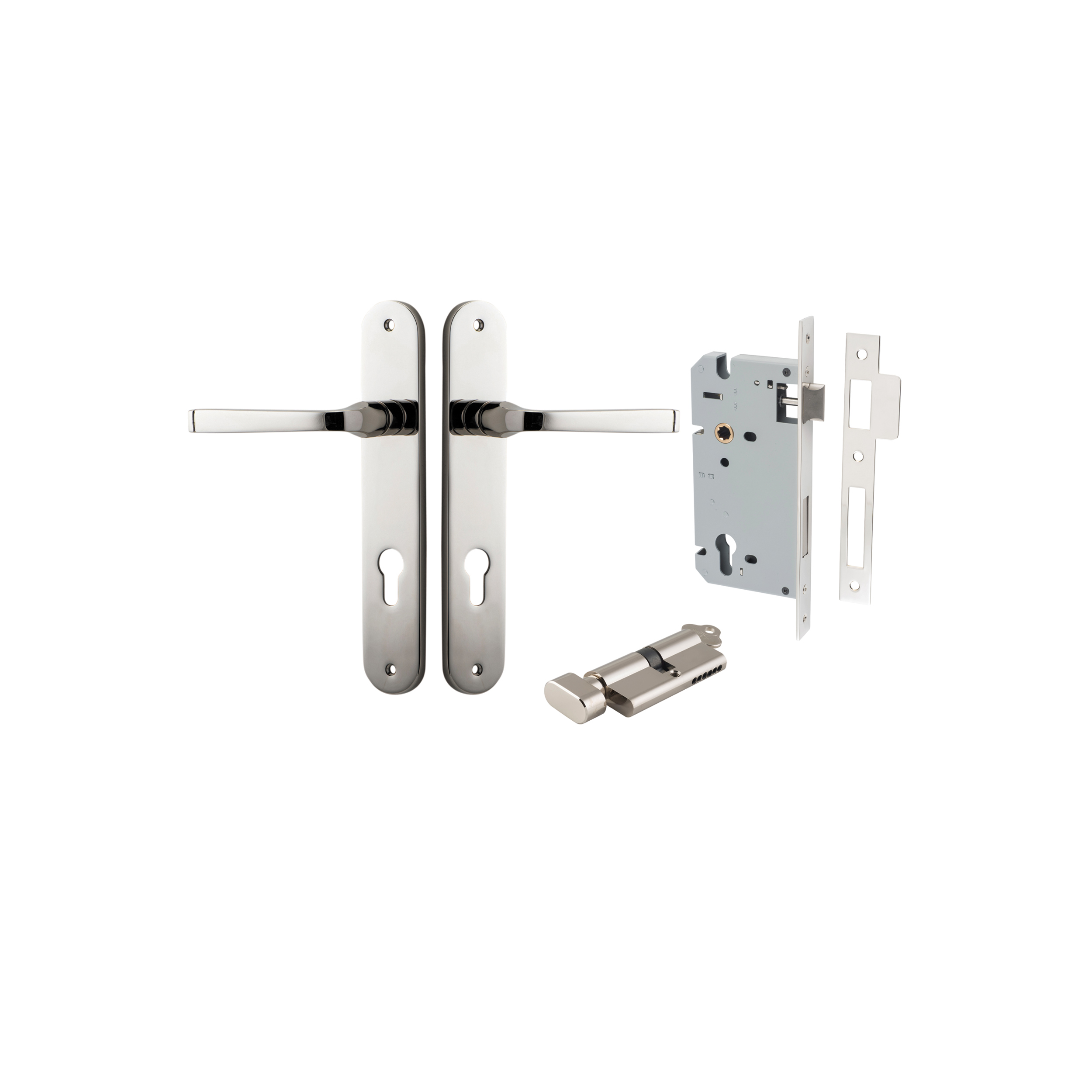Annecy Lever - Oval Backplate Entrance Kit with High Security Lock (Key ...