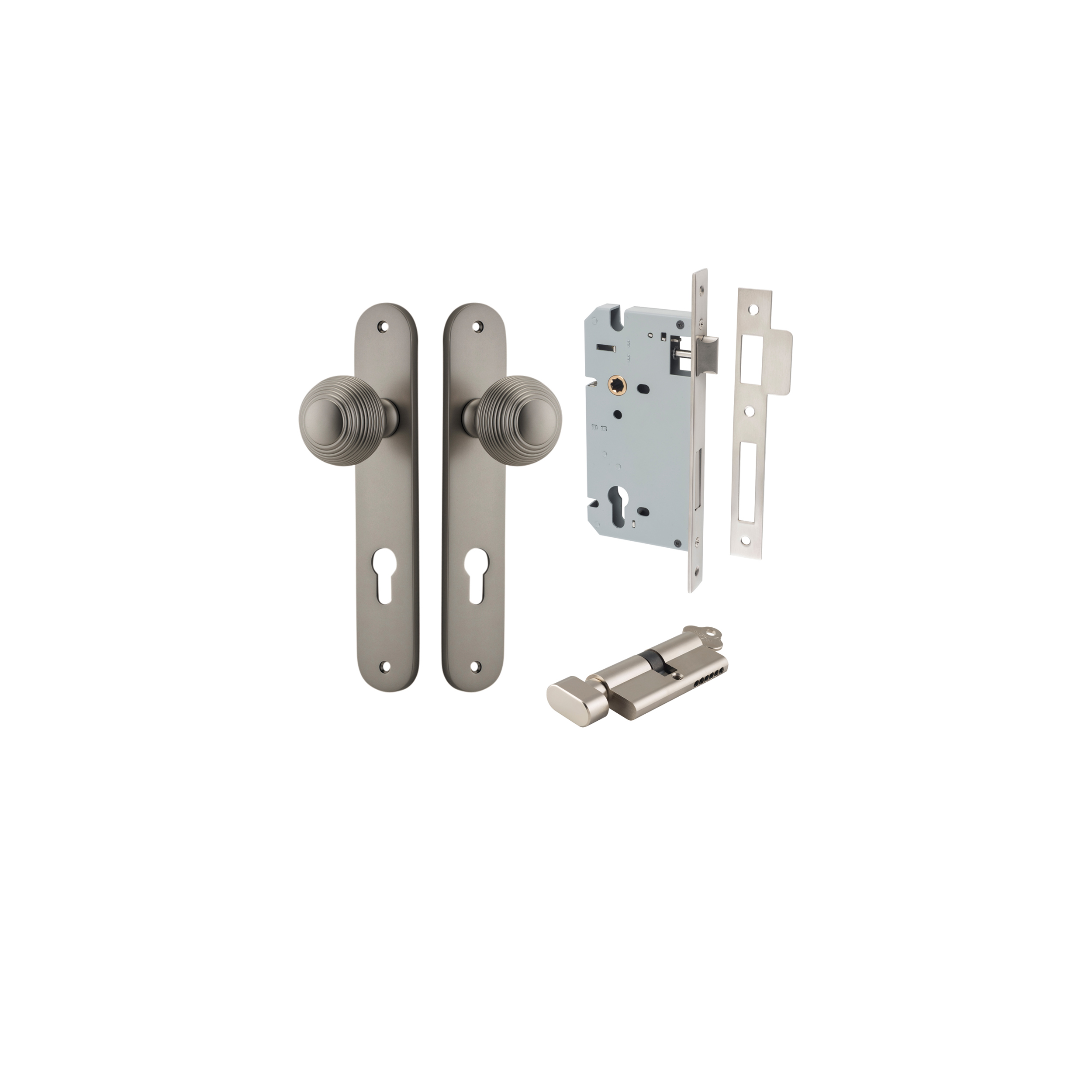 Guildford Knob - Oval Backplate Entrance Kit with High Security Lock ...