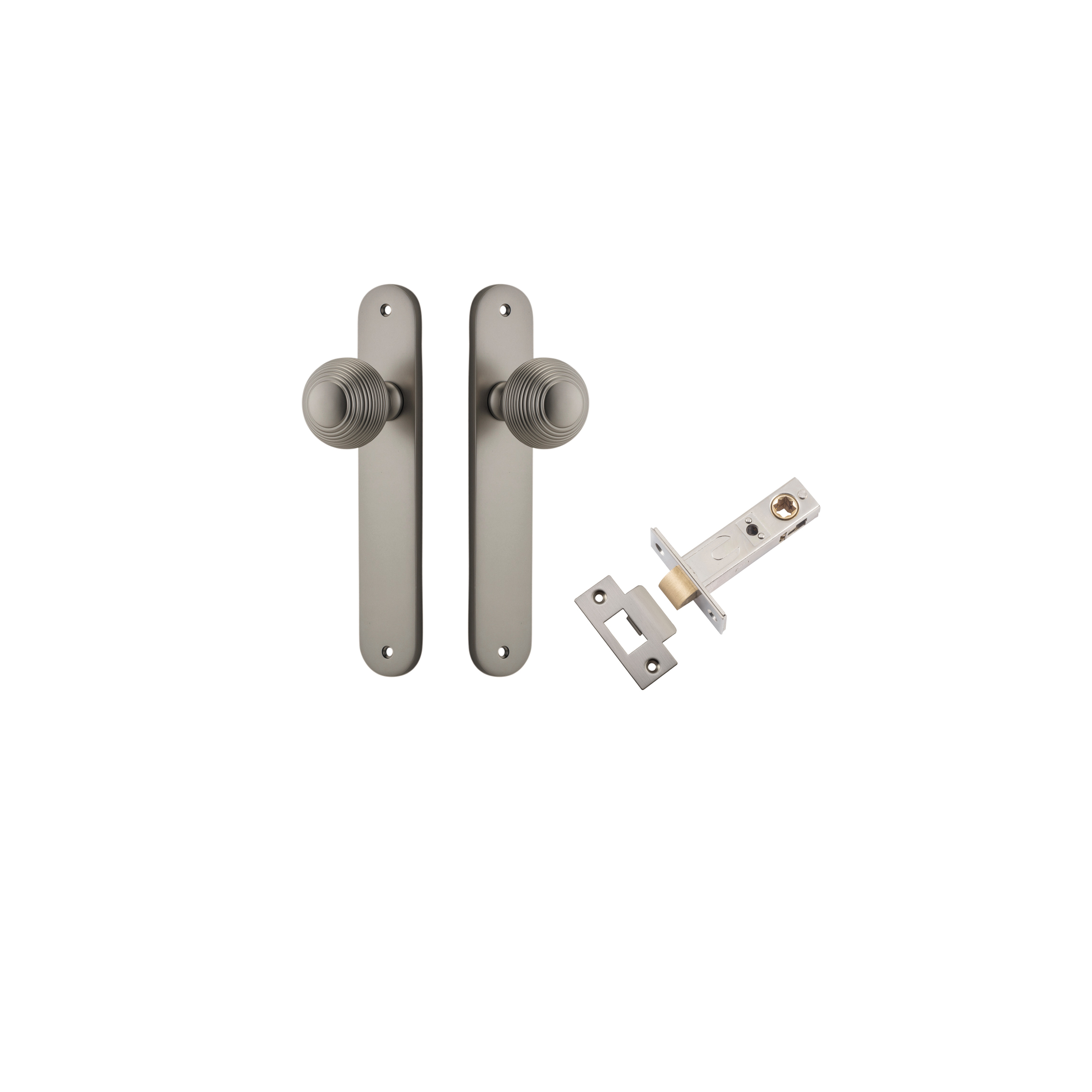 Guildford Knob - Oval Backplate Passage Kit - Satin Nickel - Iver