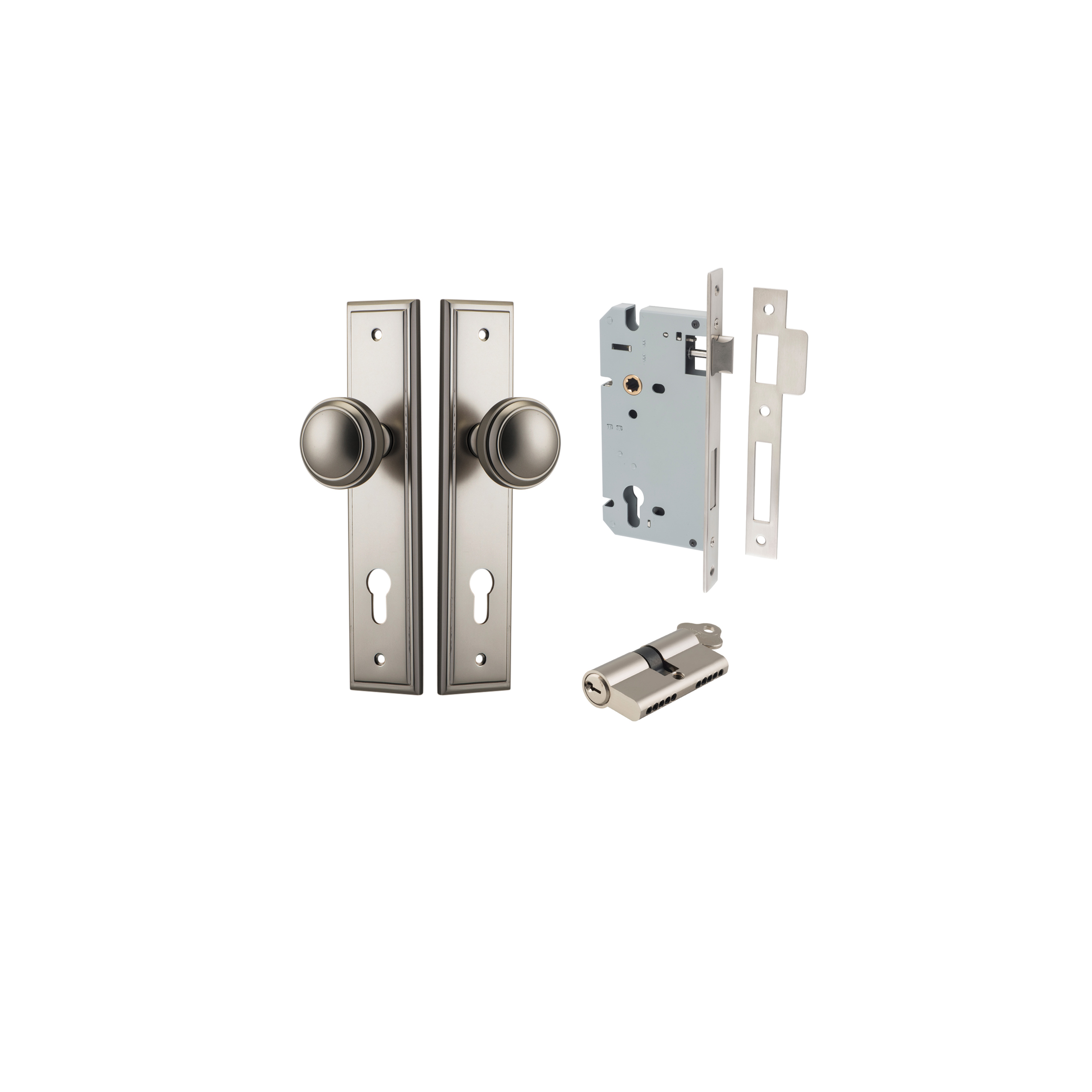 Paddington Knob - Stepped Backplate Entrance Kit with High Security ...