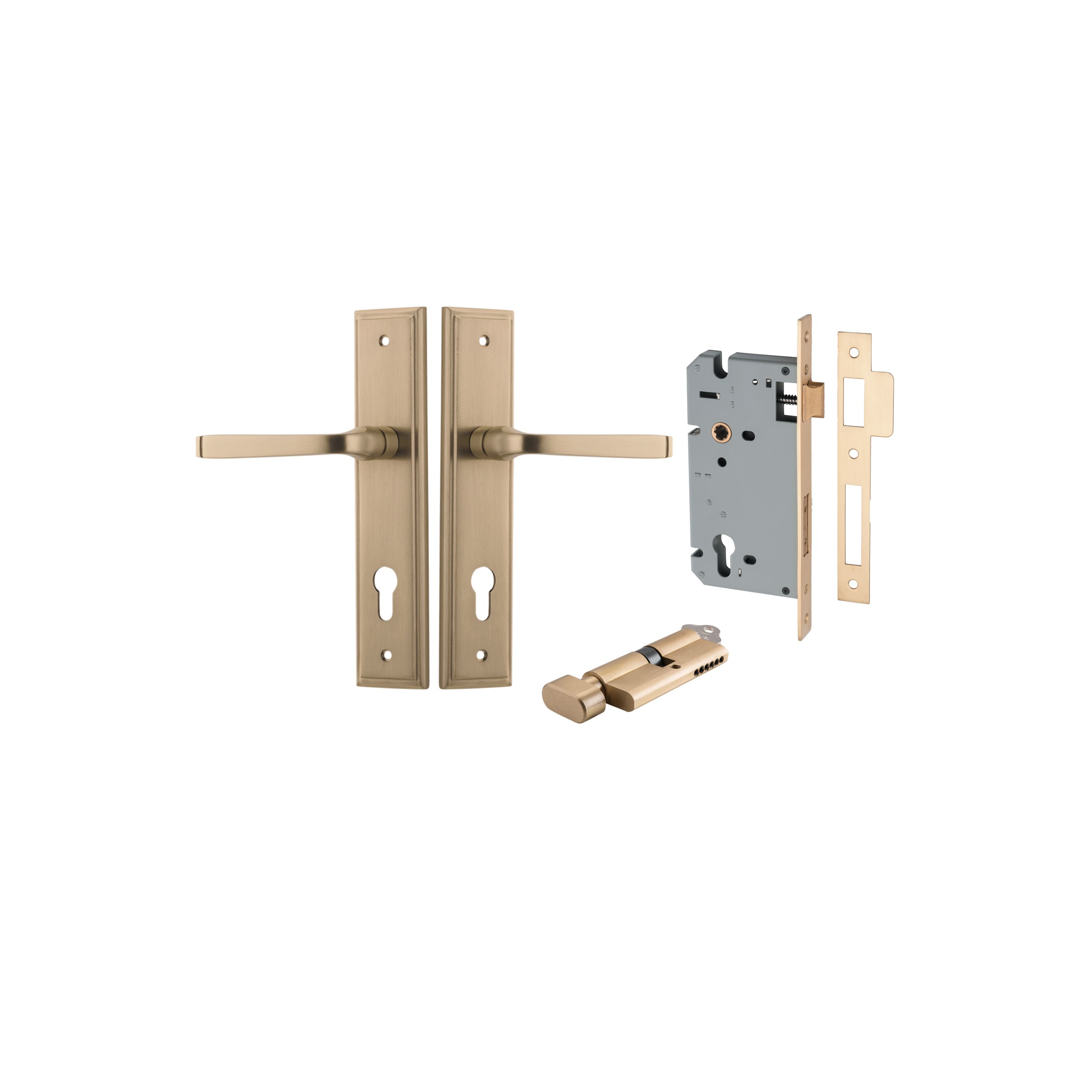 Annecy Lever - Stepped Backplate Entrance Kit with High Security Lock ...