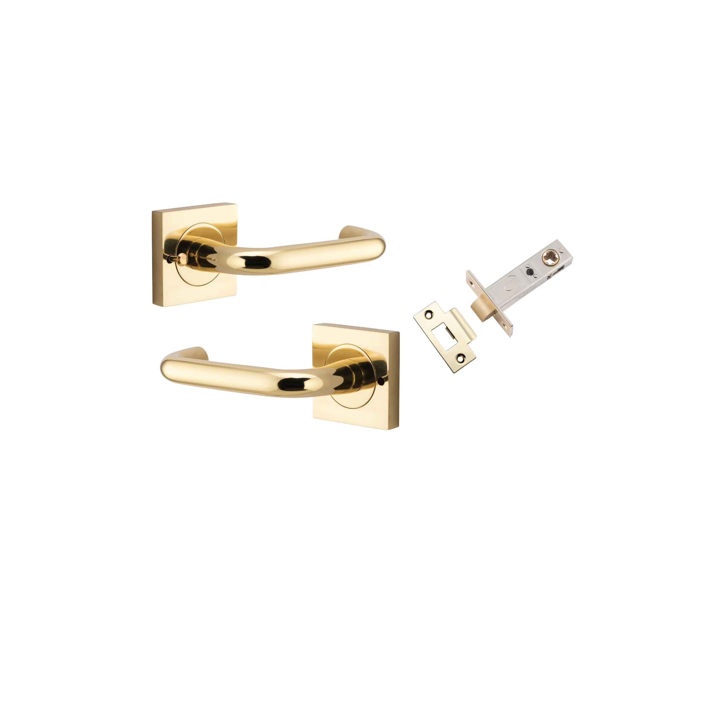 Oslo Lever - Square Rose (Inbuilt Privacy) - Polished Brass - Iver