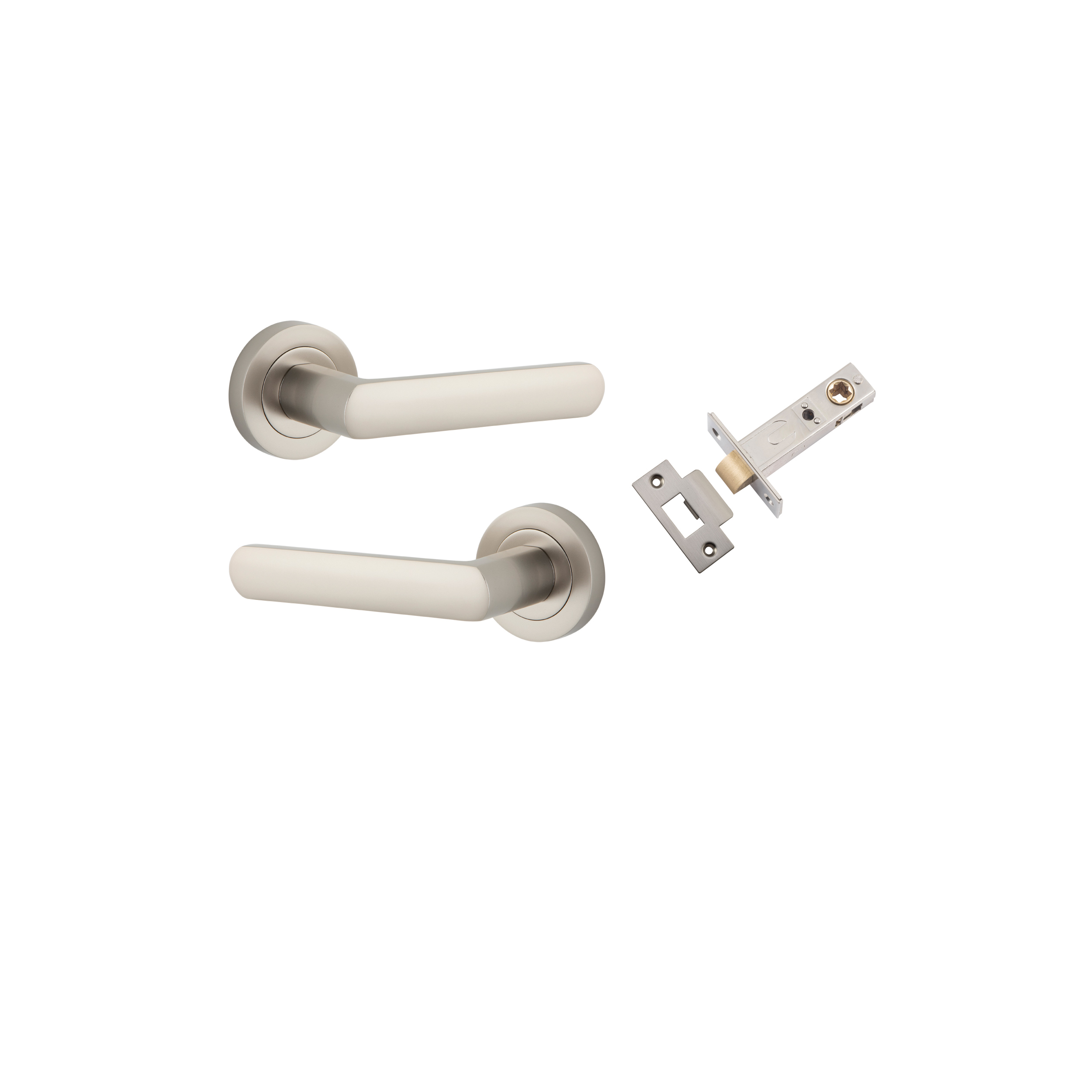 Osaka Lever - Round Rose Passage Kit - Satin Nickel - Iver