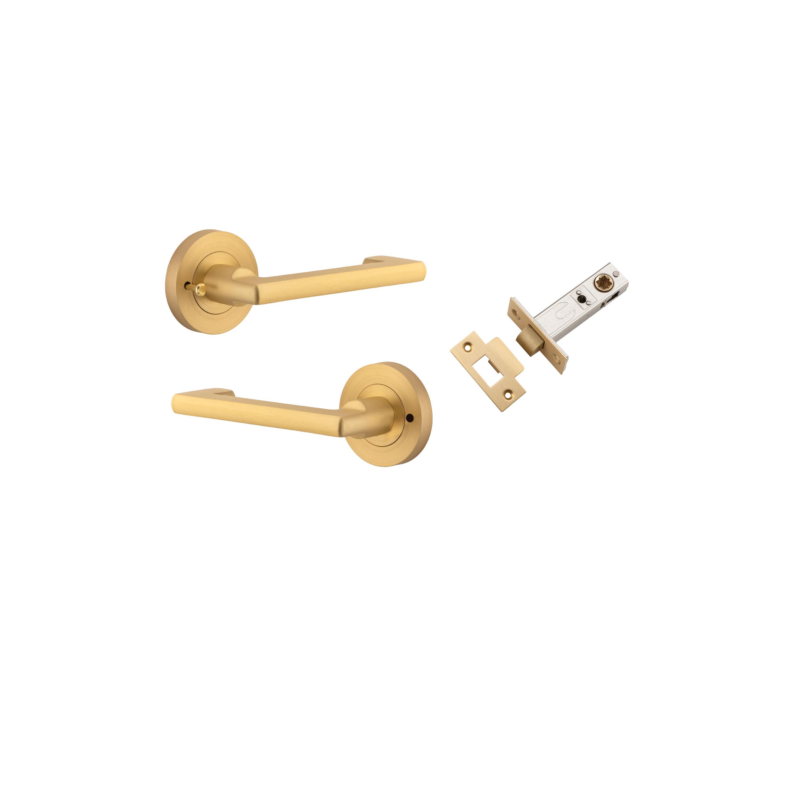 Baltimore Return Lever - Round Rose (Inbuilt Privacy) - Brushed Brass ...