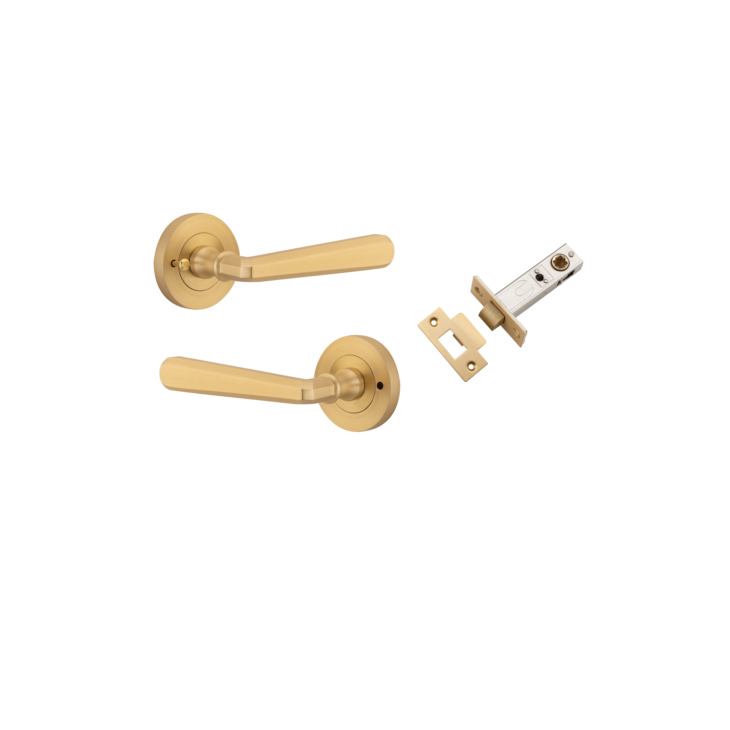 Copenhagen Lever - Round Rose (Inbuilt Privacy) - Brushed Brass - Iver