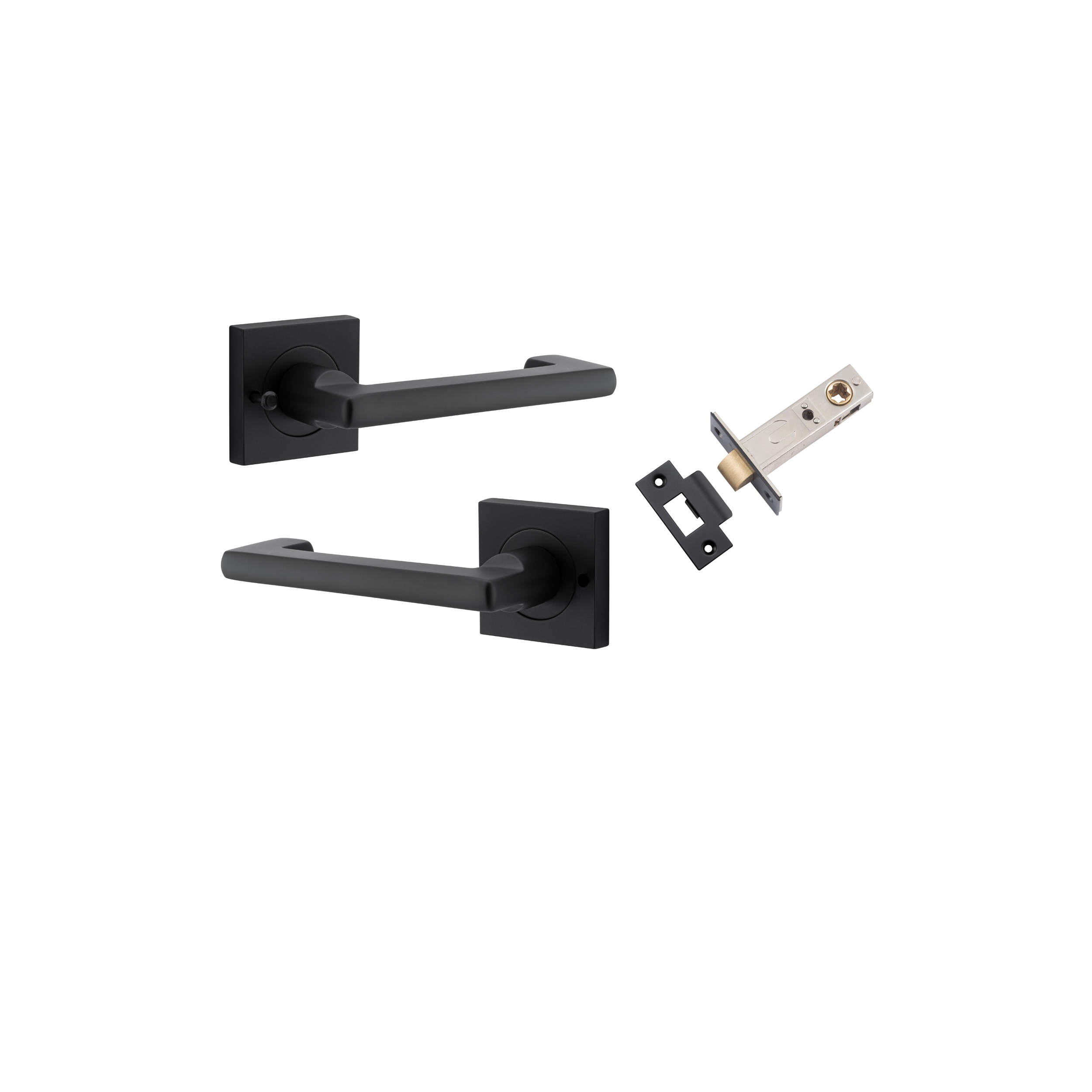 Baltimore Return Lever - Square Rose (Inbuilt Privacy) - Matt Black - Iver
