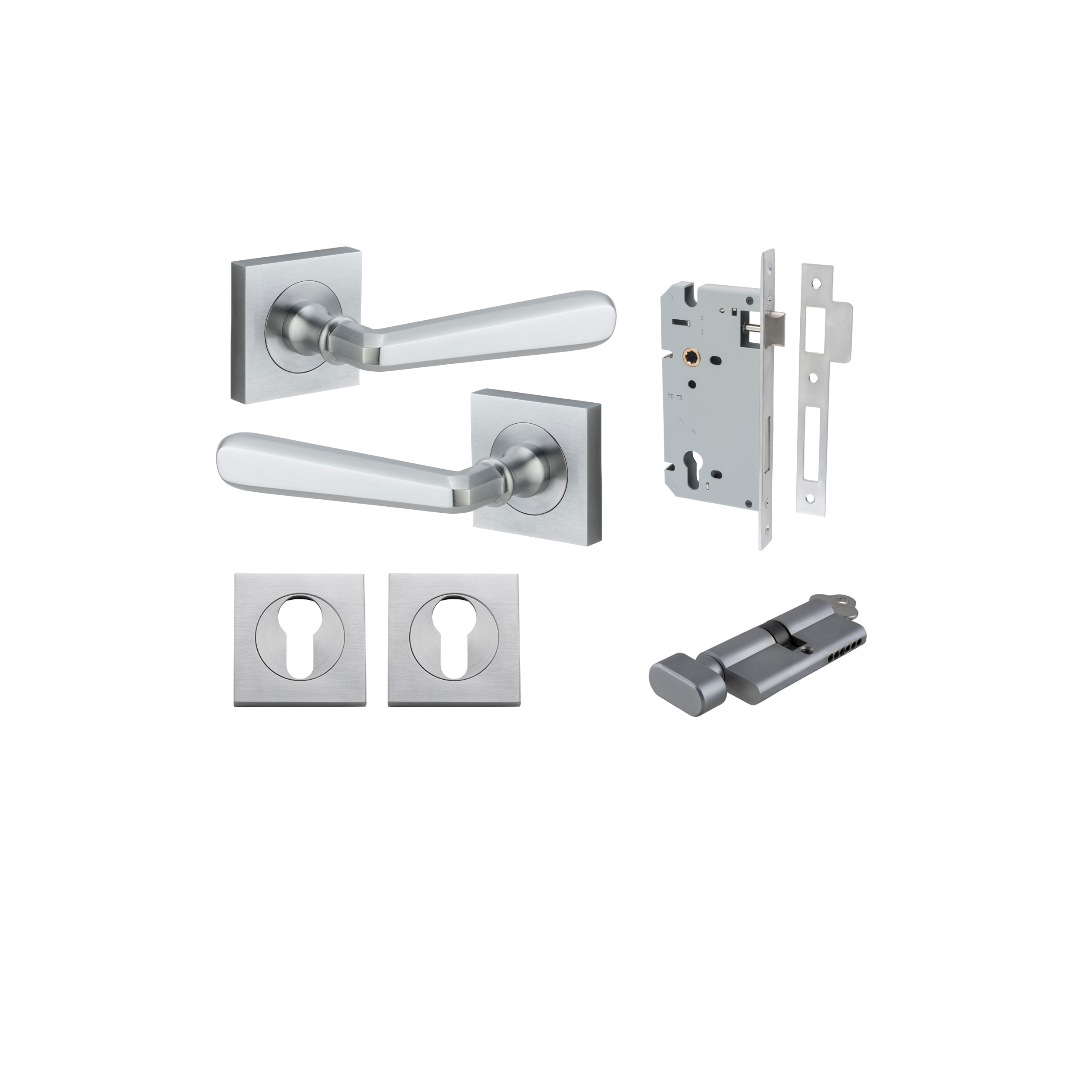 Copenhagen Lever - Square Rose Entrance Kit with Separate High Security ...