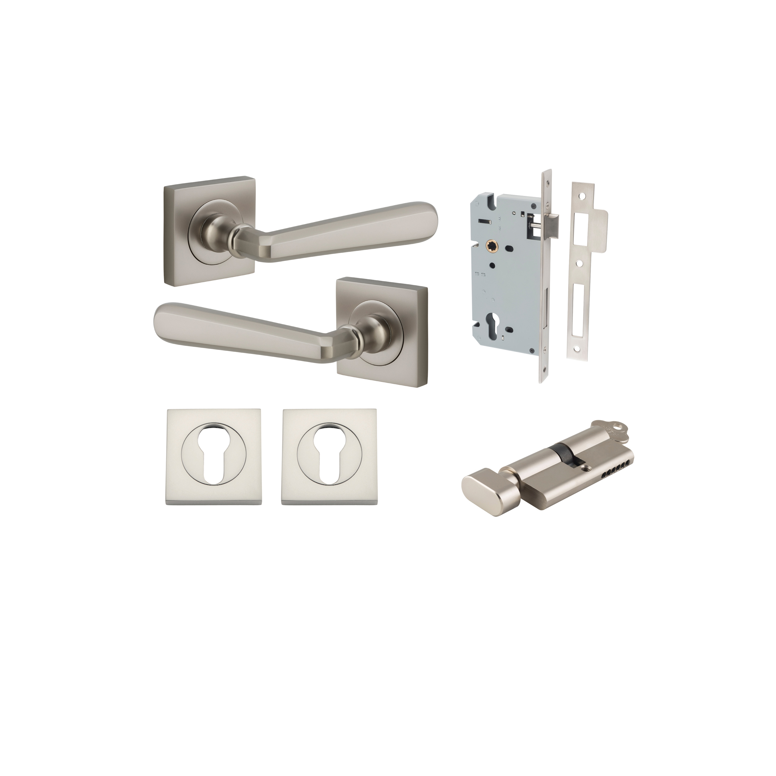Copenhagen Lever - Square Rose Entrance Kit with Separate High Security ...
