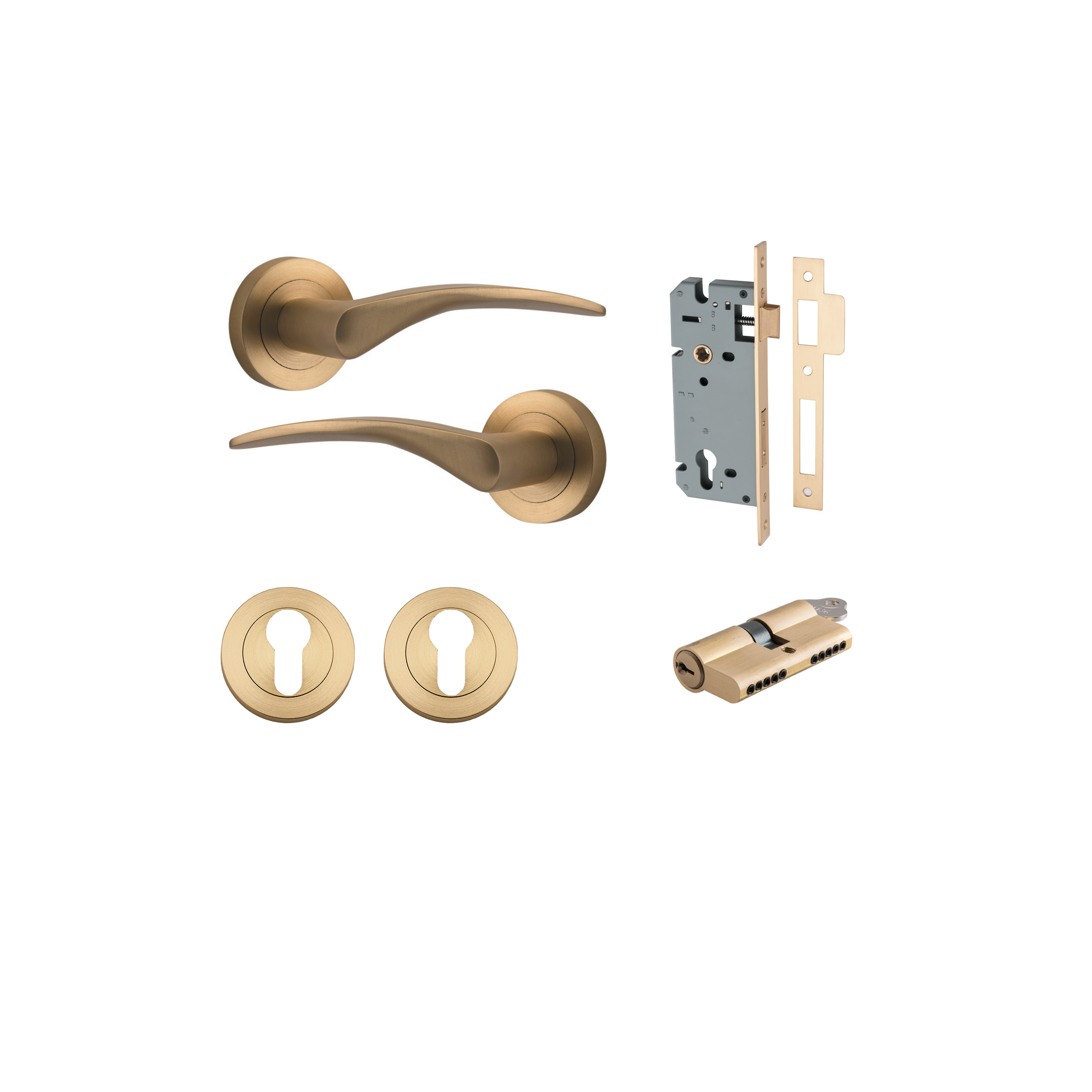Oxford Lever - Round Rose Entrance Kit with Separate High Security Lock ...