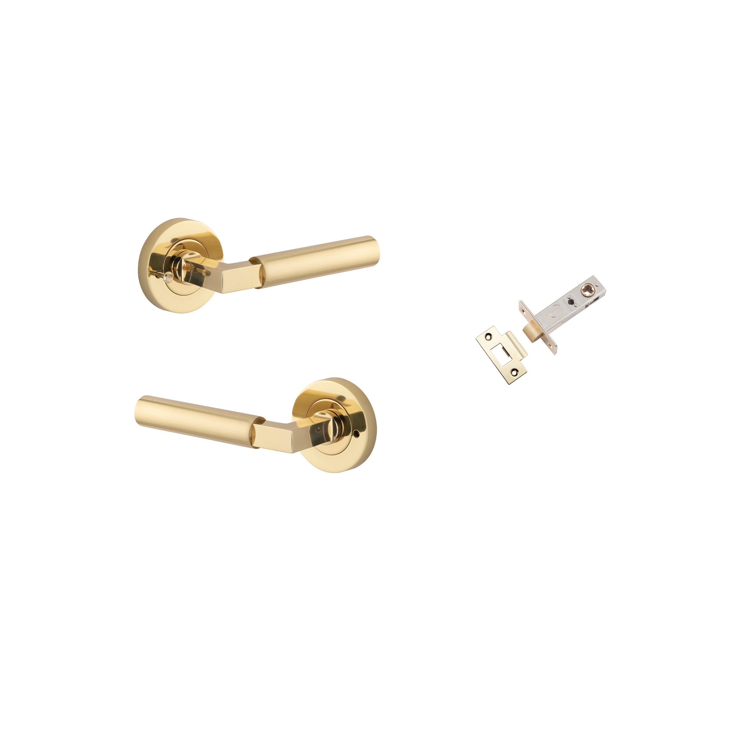 Berlin Lever - Round Rose Privacy Kit (Inbuilt Privacy) - Polished Brass - Iver