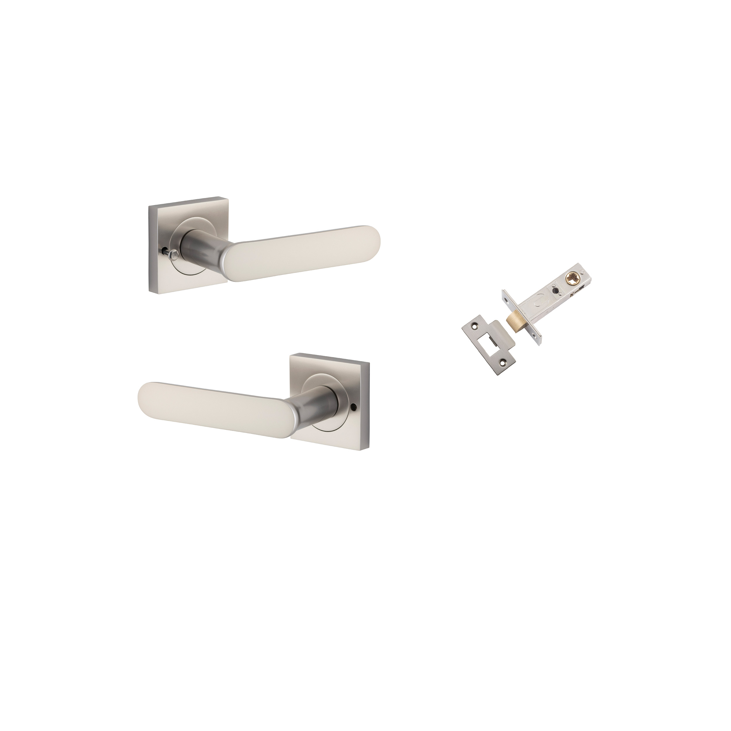 Bronte Lever - Square Rose Privacy Kit (Inbuilt Privacy) - Satin Nickel ...
