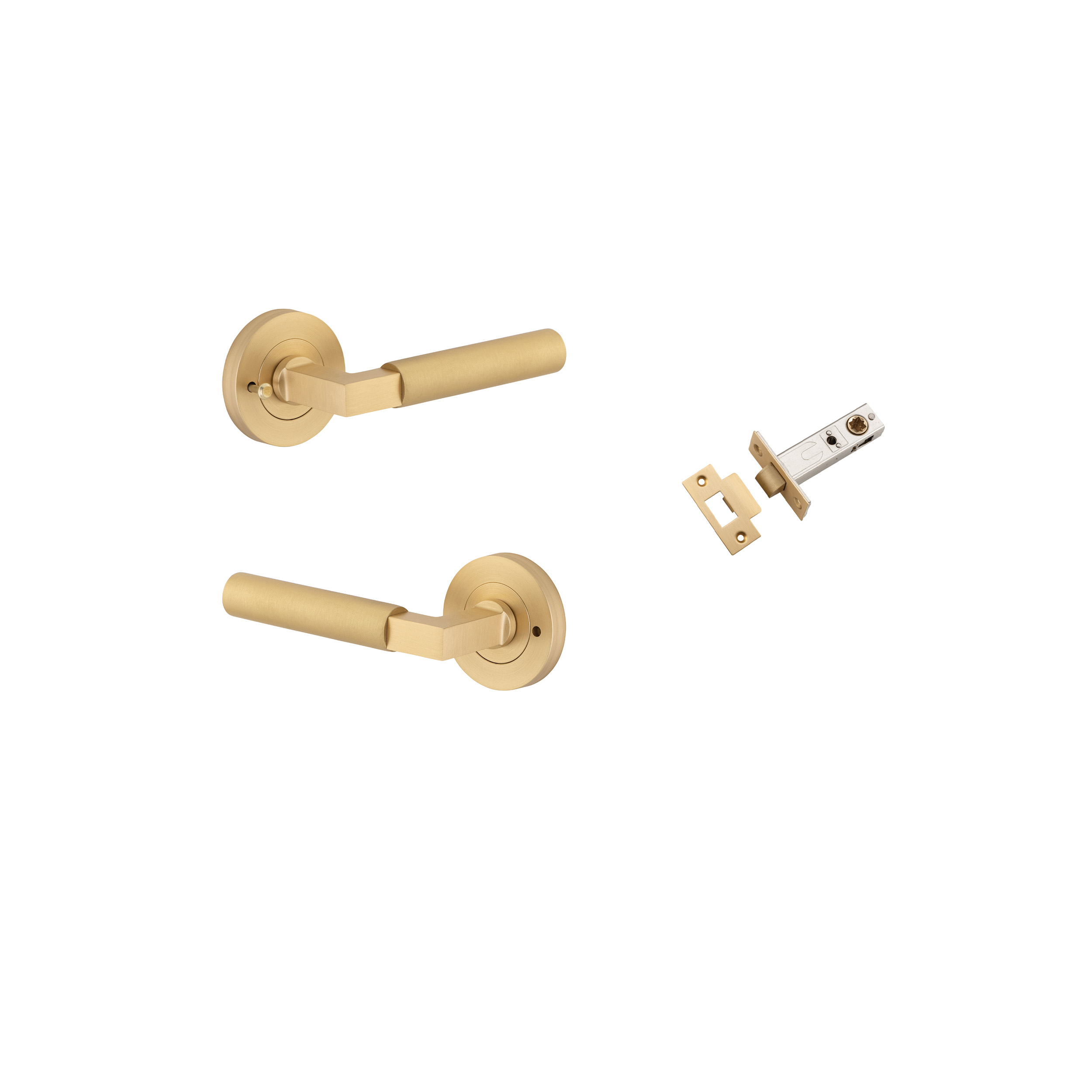 Berlin Lever - Round Rose Privacy Kit (Inbuilt Privacy) - Brushed Brass - Iver