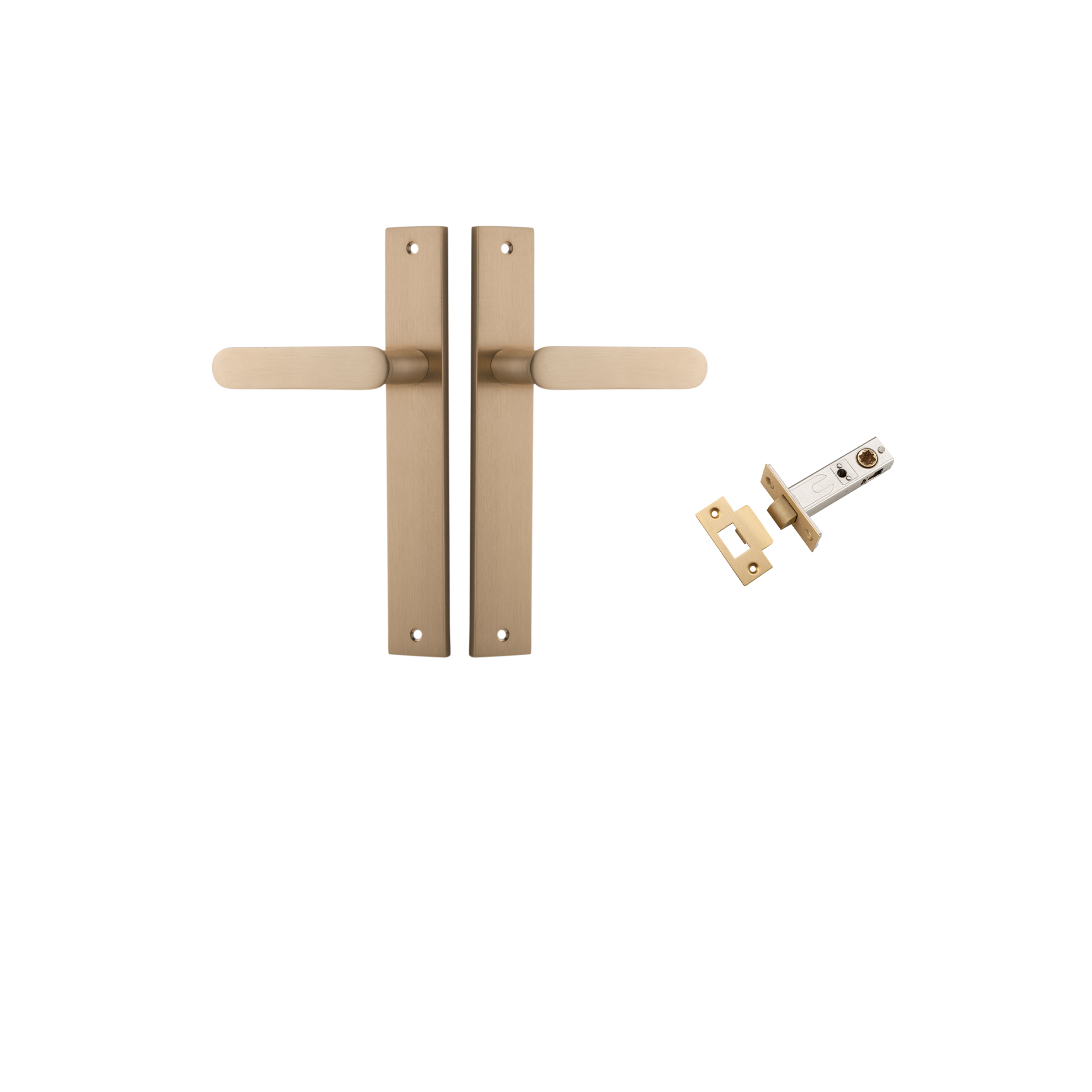 Bronte Lever - Rectangular Backplate Passage Kit - Brushed Brass - Iver