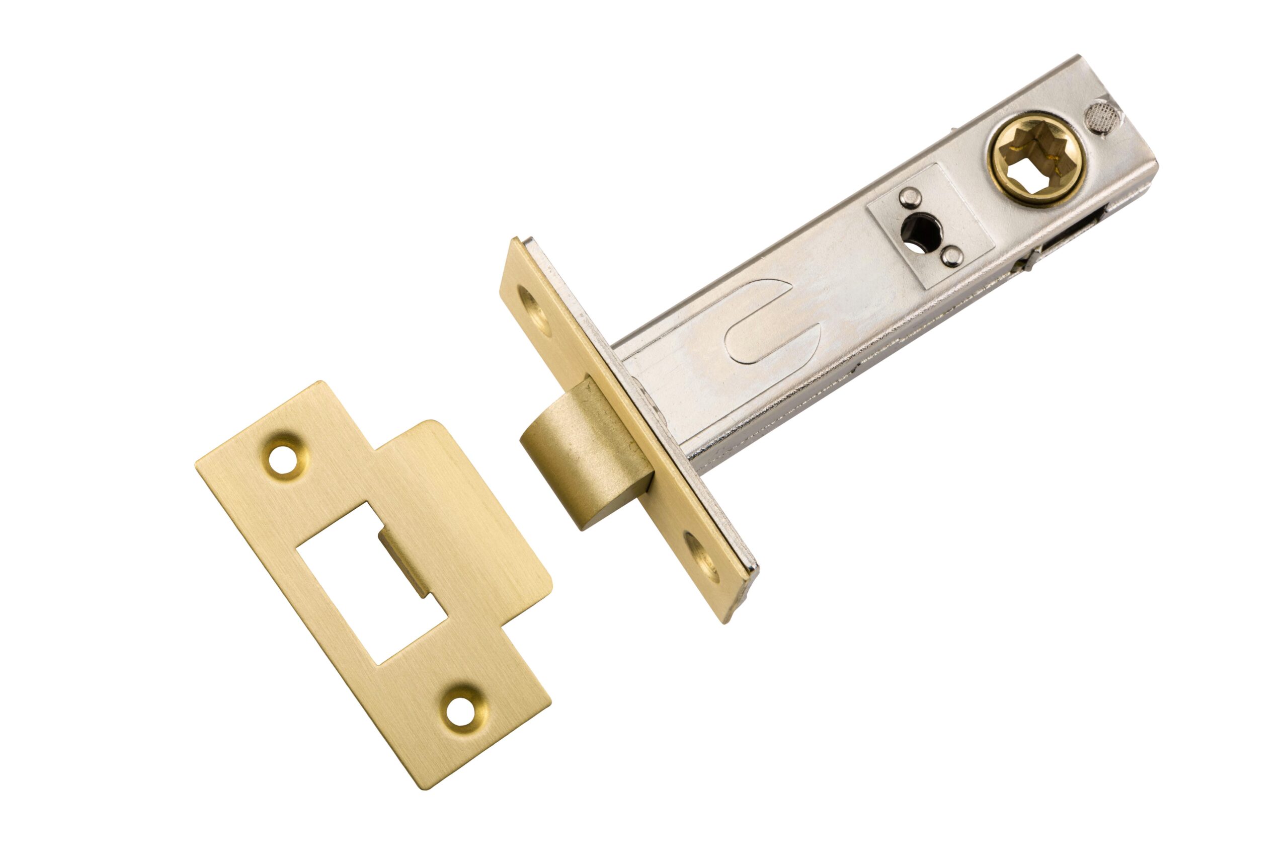 Hard Sprung Split Cam Tube Latch - 70mm Backset - Brushed Gold PVD - Iver