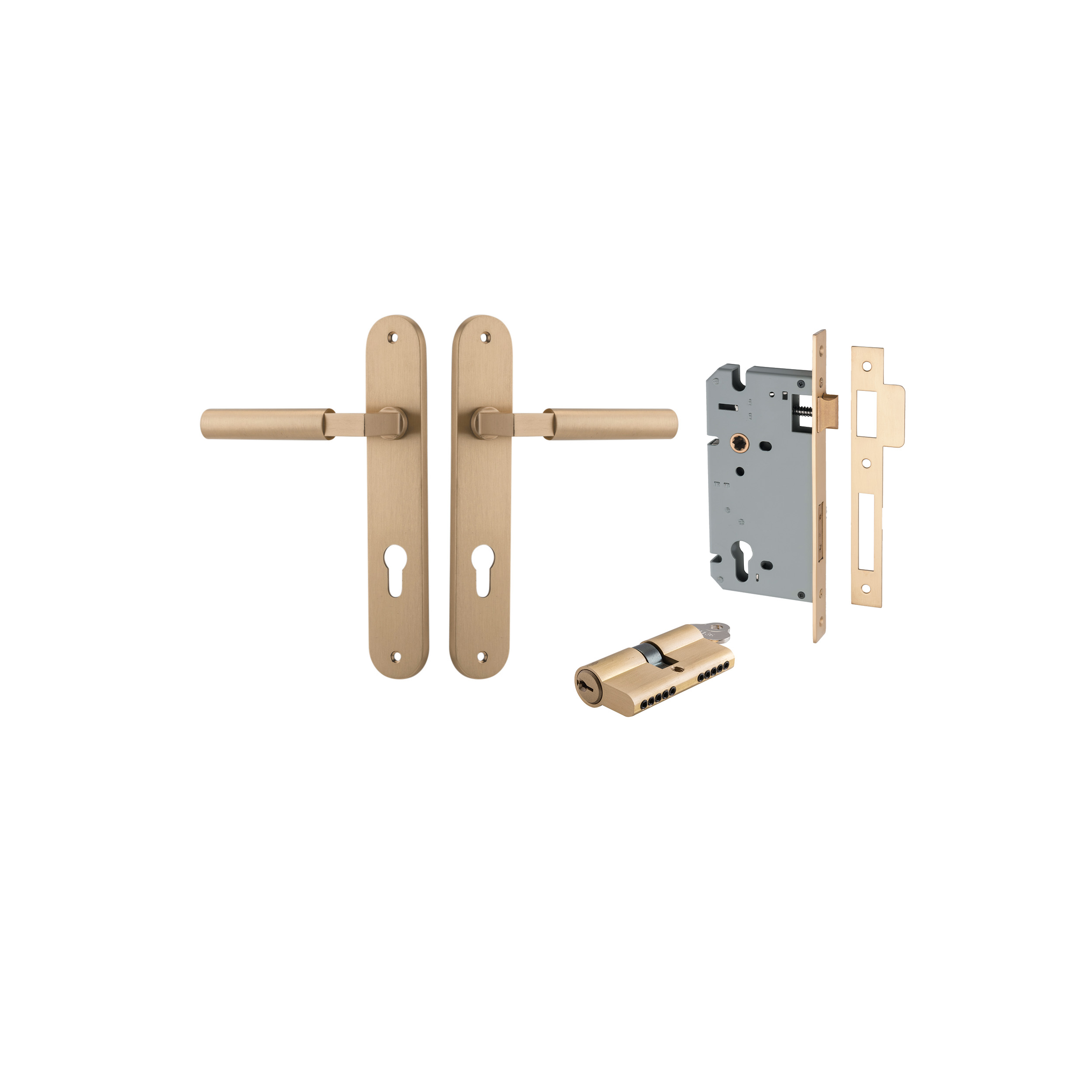 Berlin Lever - Oval Backplate Entrance Kit with High Security Lock (Key ...