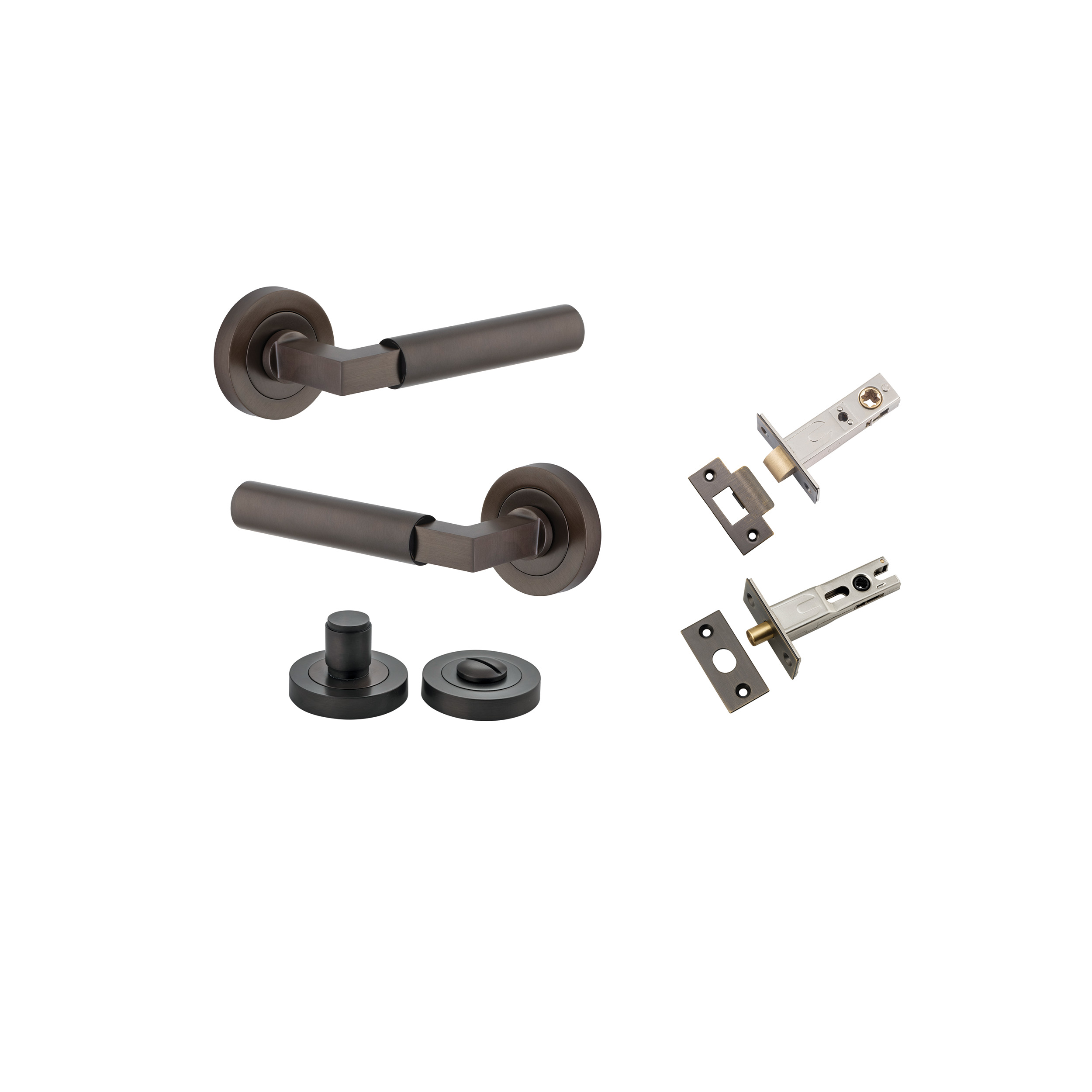 Berlin Lever - Round Rose Privacy Kit - Signature Brass - Iver