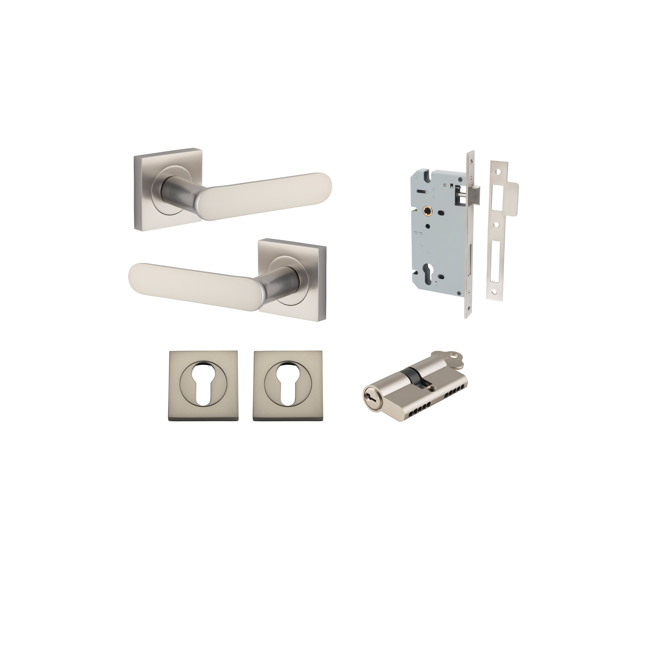 Bronte Lever - Square Rose Entrance Kit with High Security Lock (Key ...