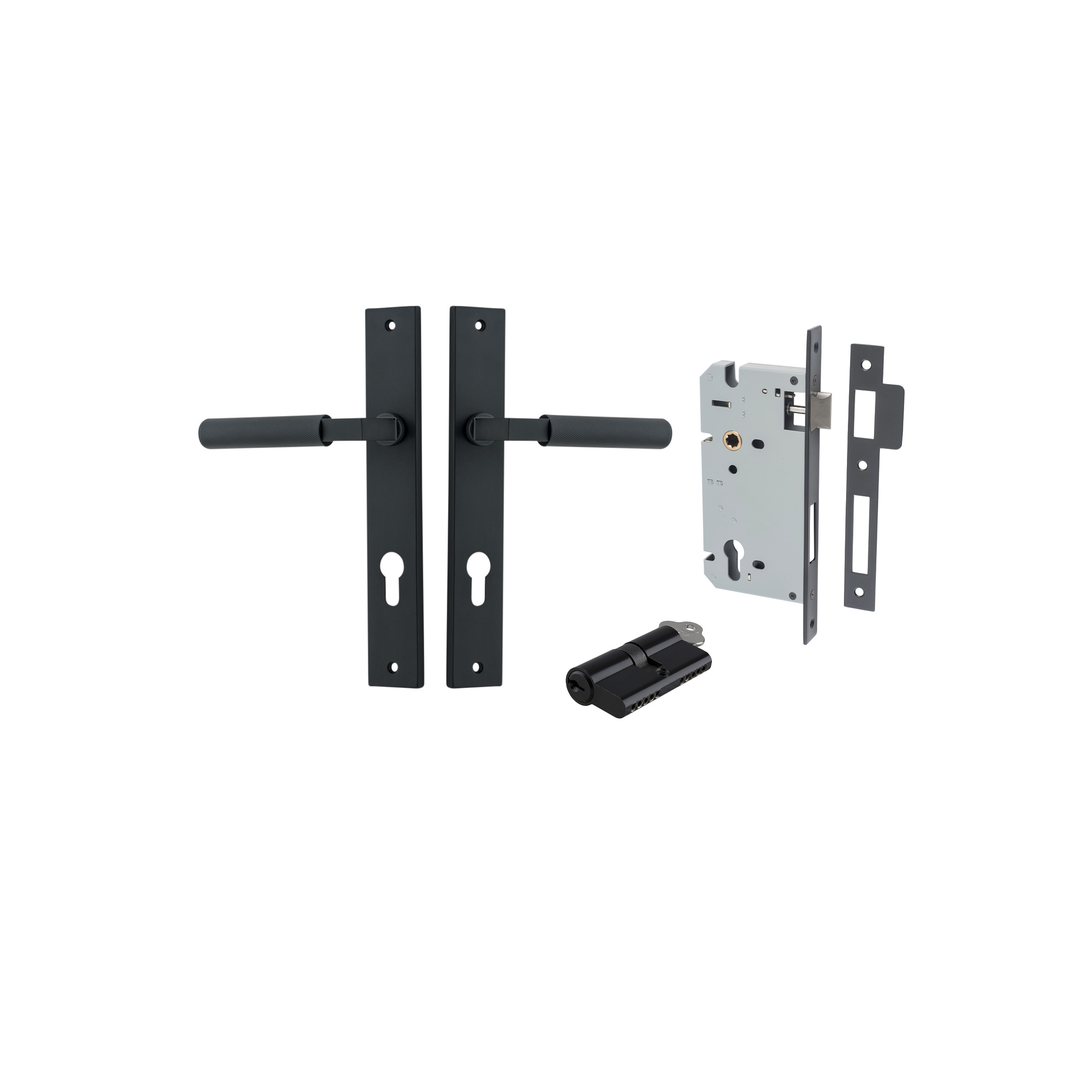 Brunswick Lever - Rectangular Backplate Entrance Kit with High Security ...