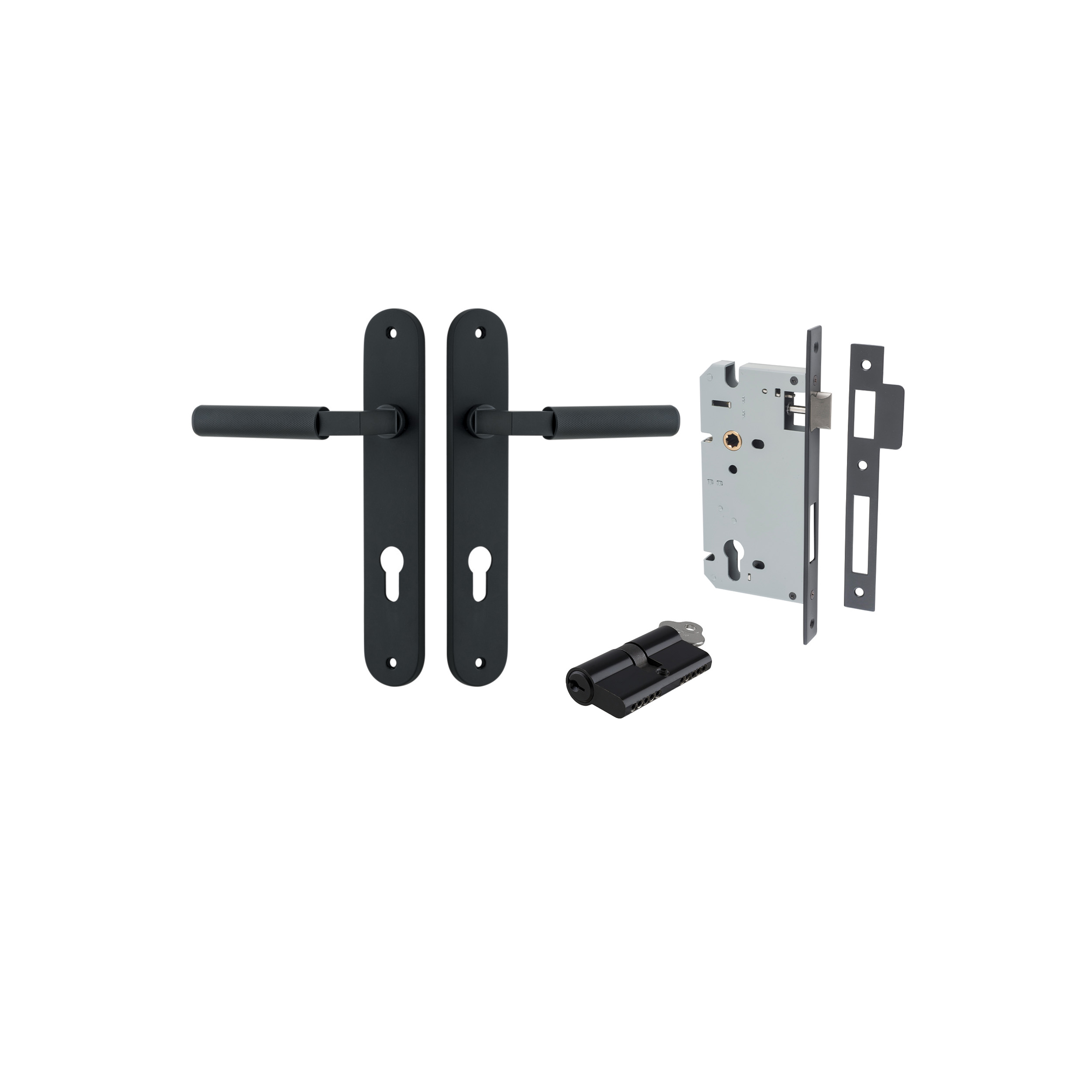 Brunswick Lever - Oval Backplate Entrance Kit with High Security Lock ...