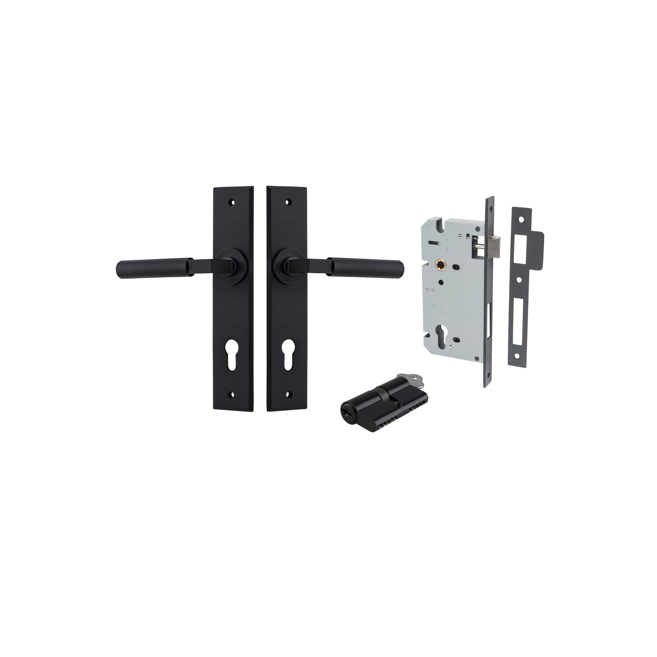Brunswick Lever - Chamfered Backplate Entrance Kit with High Security ...