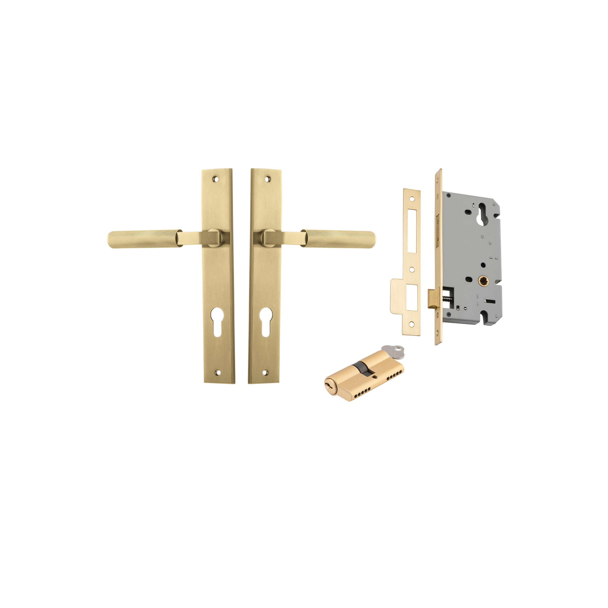 Brunswick Lever - Rectangular Backplate Entrance Kit with High Security ...