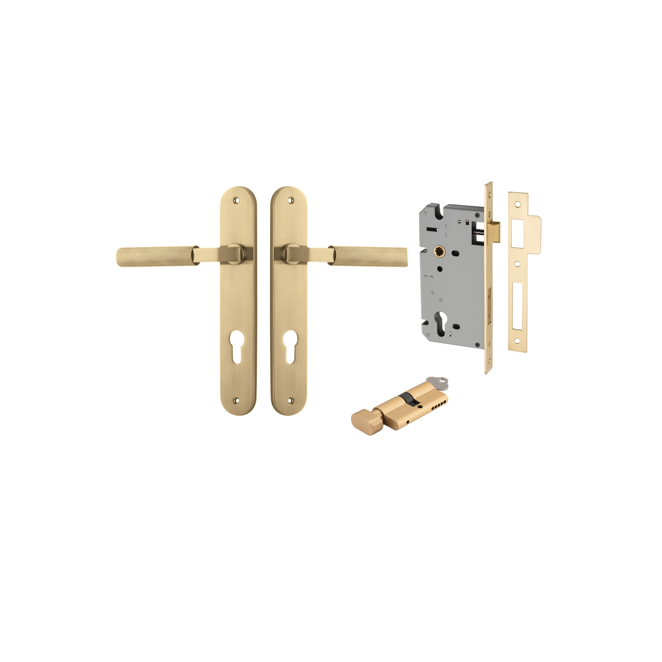 Brunswick Lever - Oval Backplate Entrance Kit with High Security Lock ...